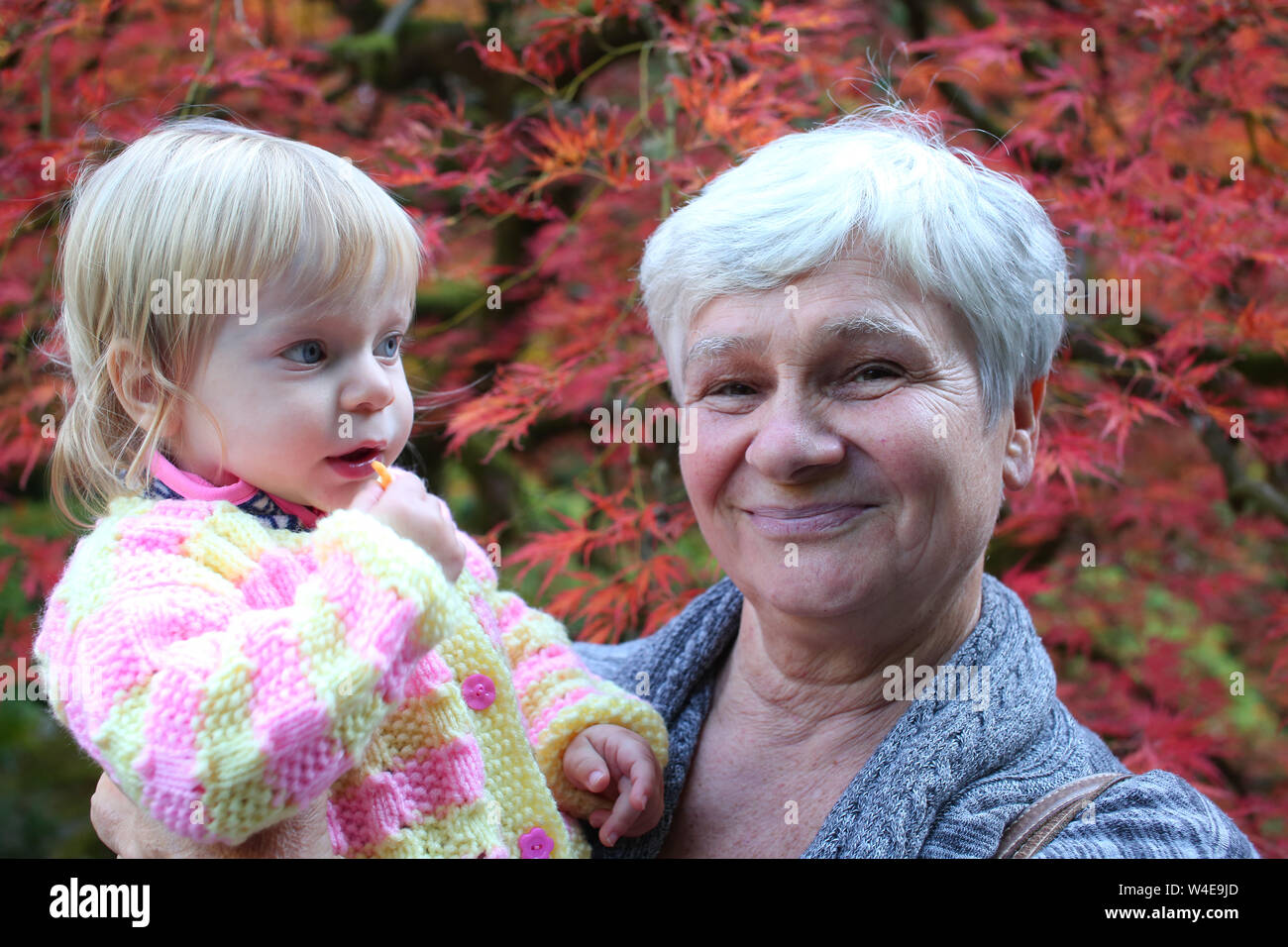 Beautiful Grandmother playing with her Cute Granddaughter Stock Photo ...
