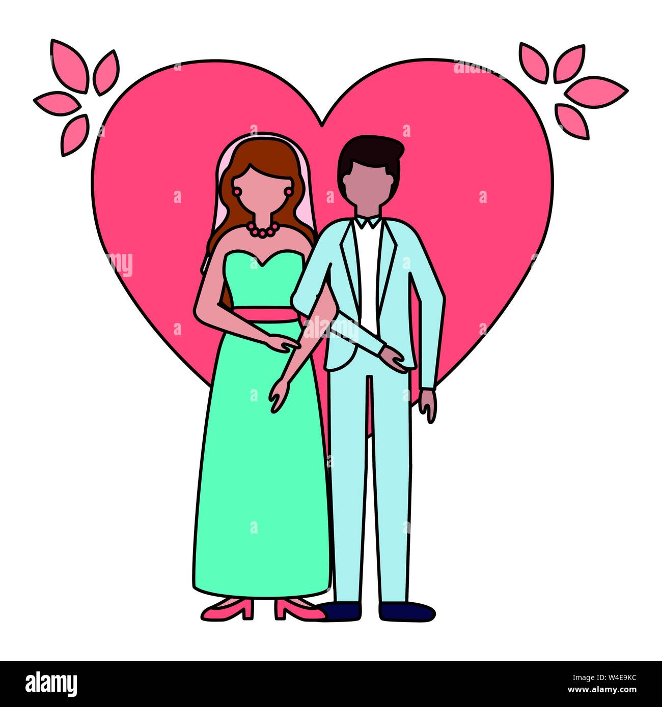couples wedding bride and groom love heart Stock Vector Image & Art - Alamy