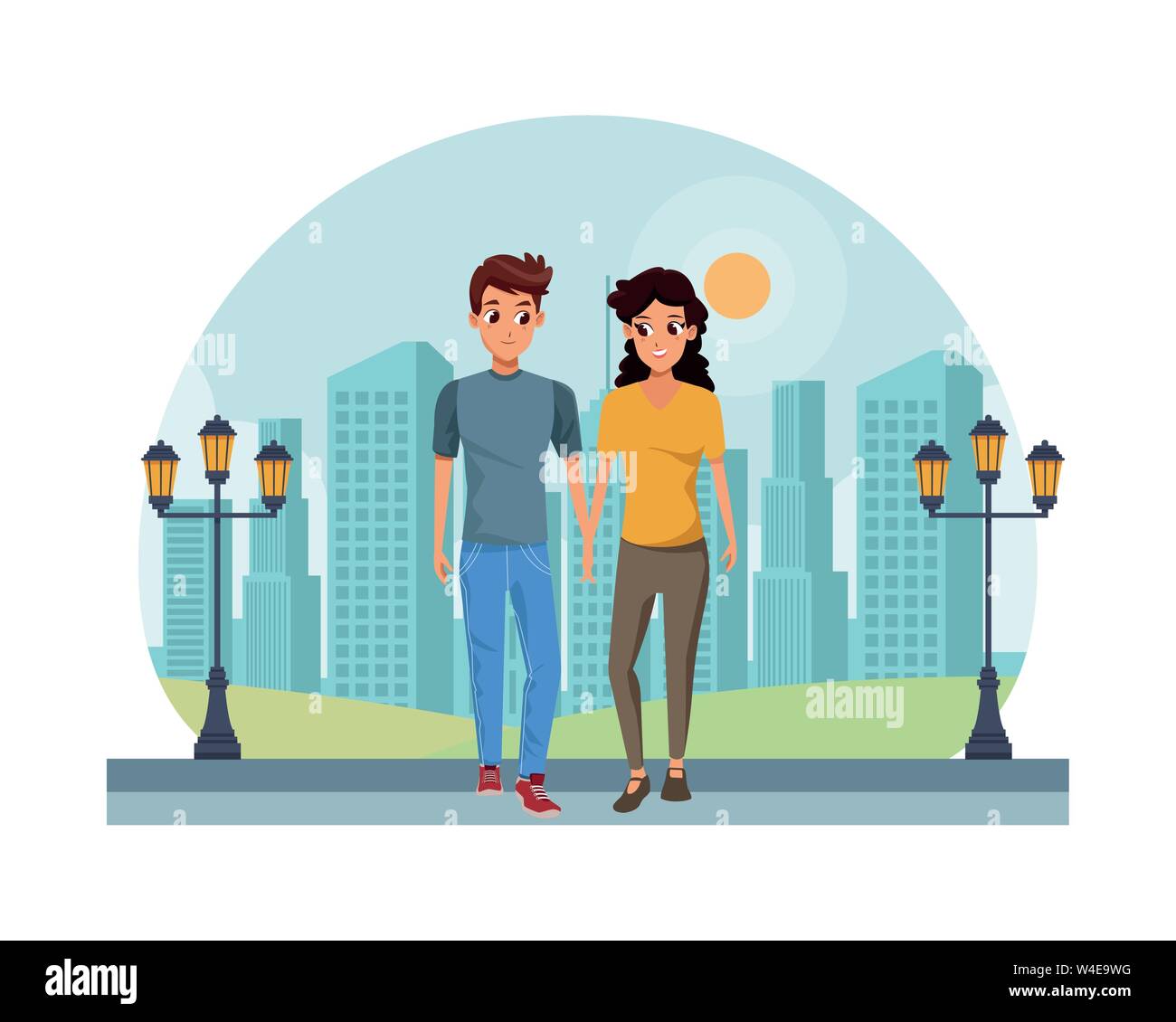 Young couple smiiling and walking cartoon Stock Vector Image & Art - Alamy