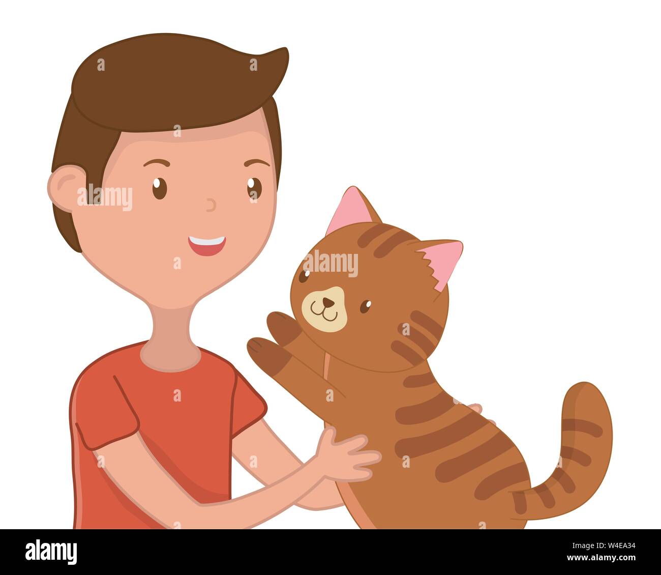 Boy with cat cartoon design, Mascot pet animal domestic cute life ...