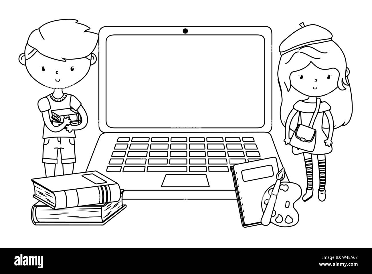 Computer Clipart For Kids Black And White
