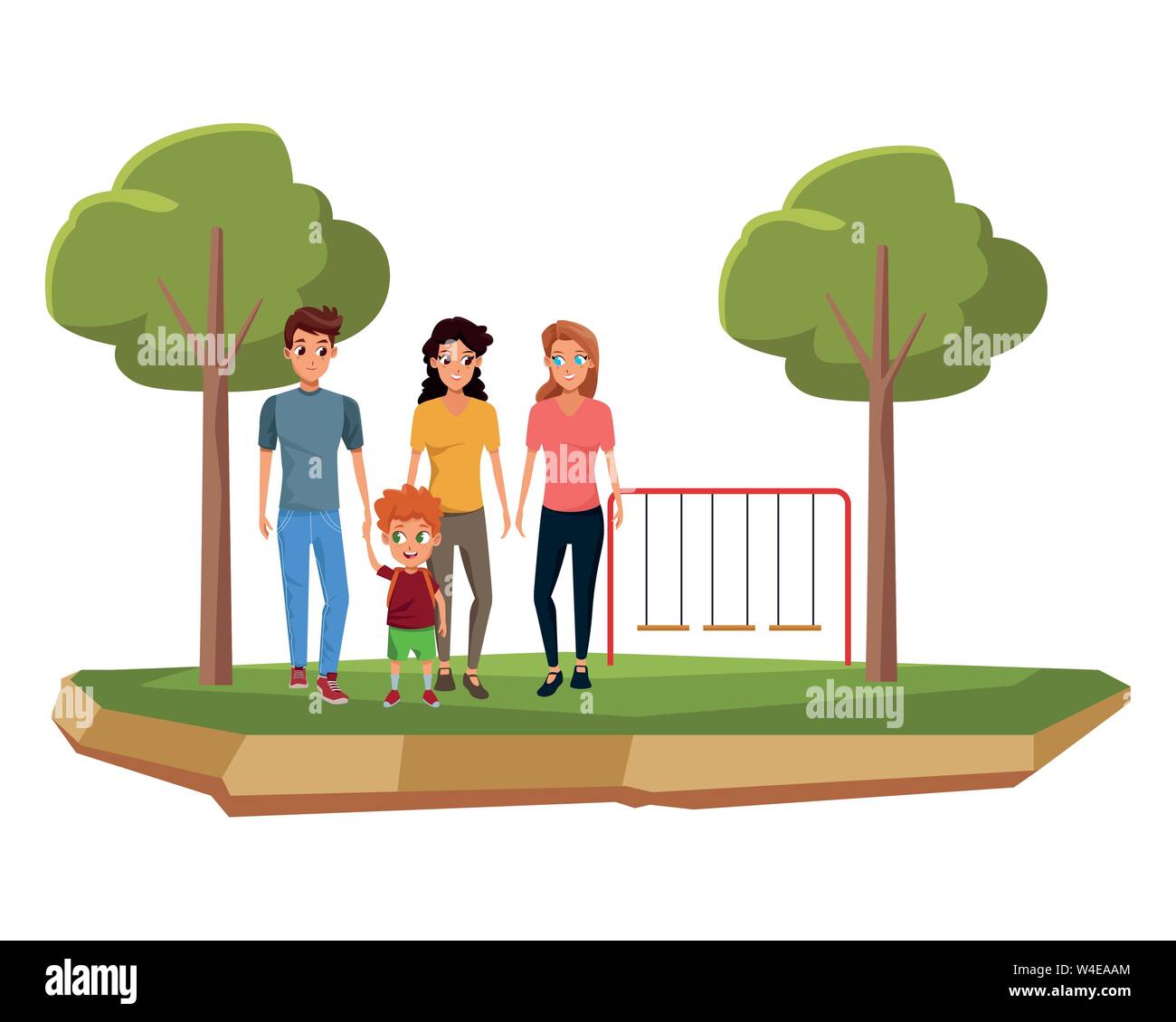 Family young parents with children cartoon Stock Vector Image & Art - Alamy