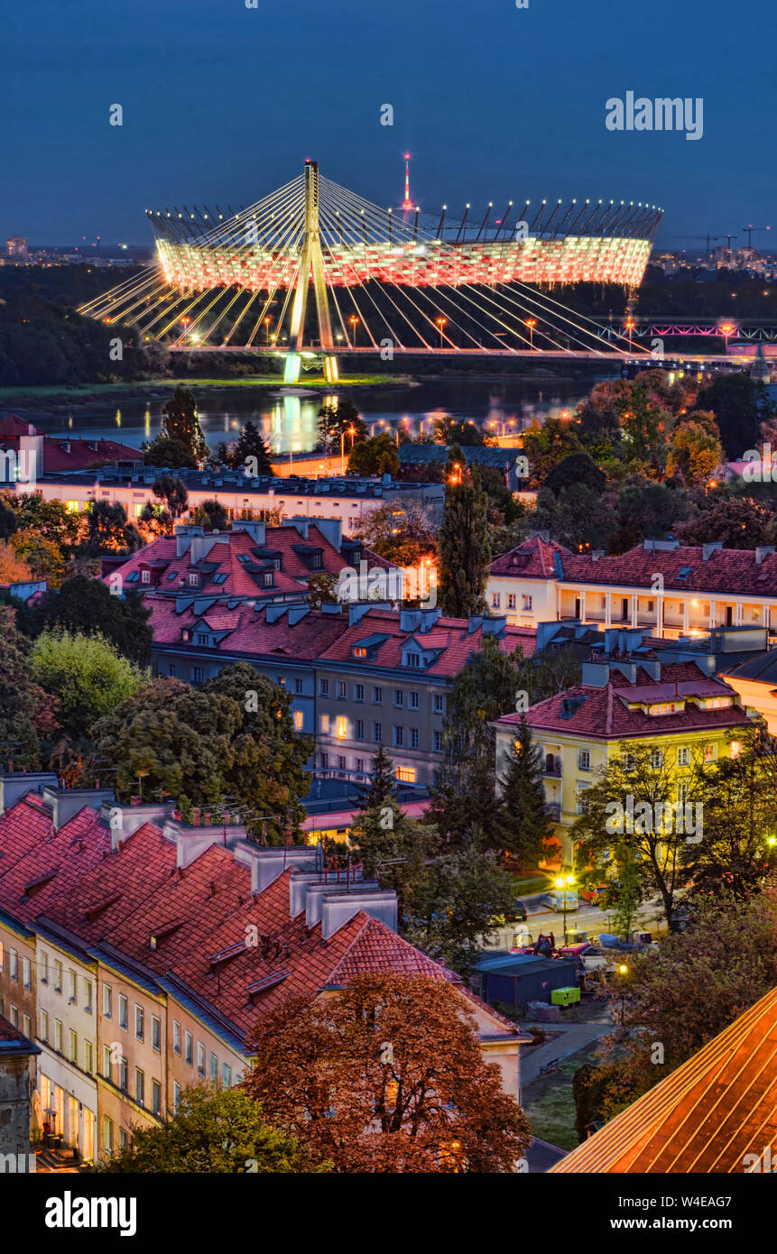 Warsaw old town panorama national stadium hi-res stock photography and ...