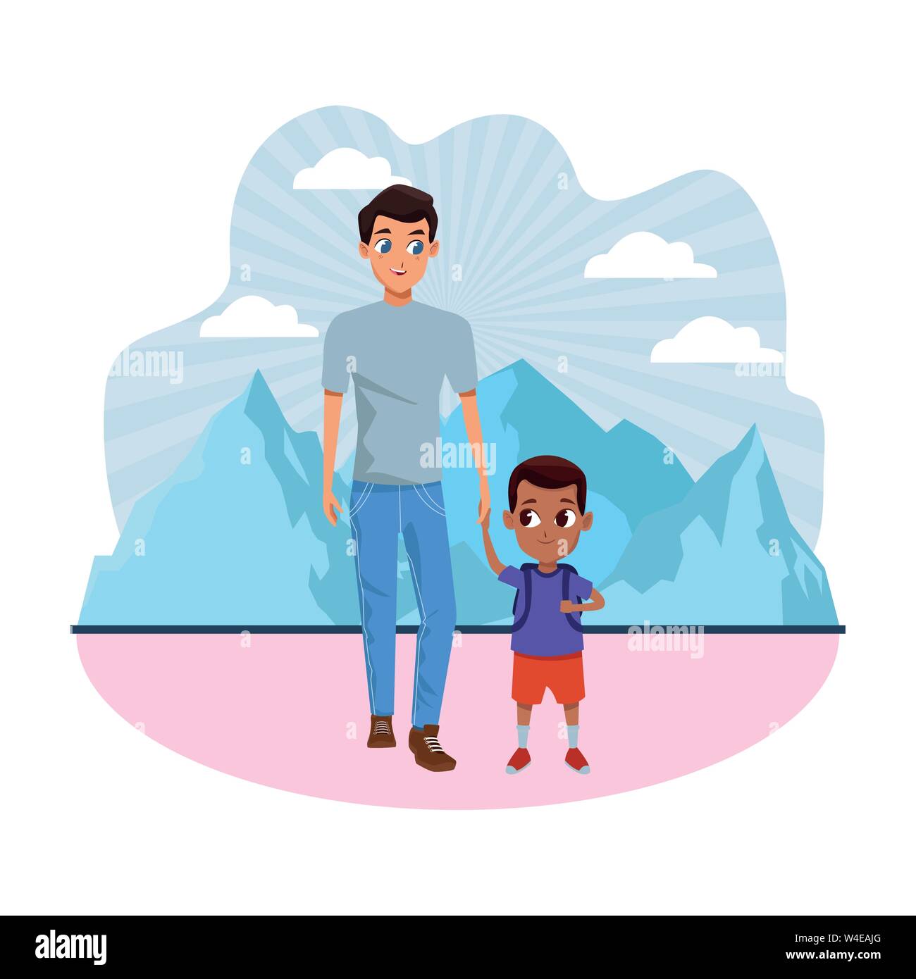 Family single father with children Stock Vector Image & Art - Alamy