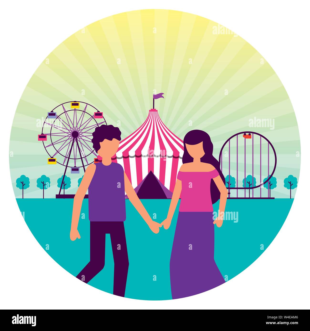 people festival fun fair event amusement park Stock Vector Image & Art ...
