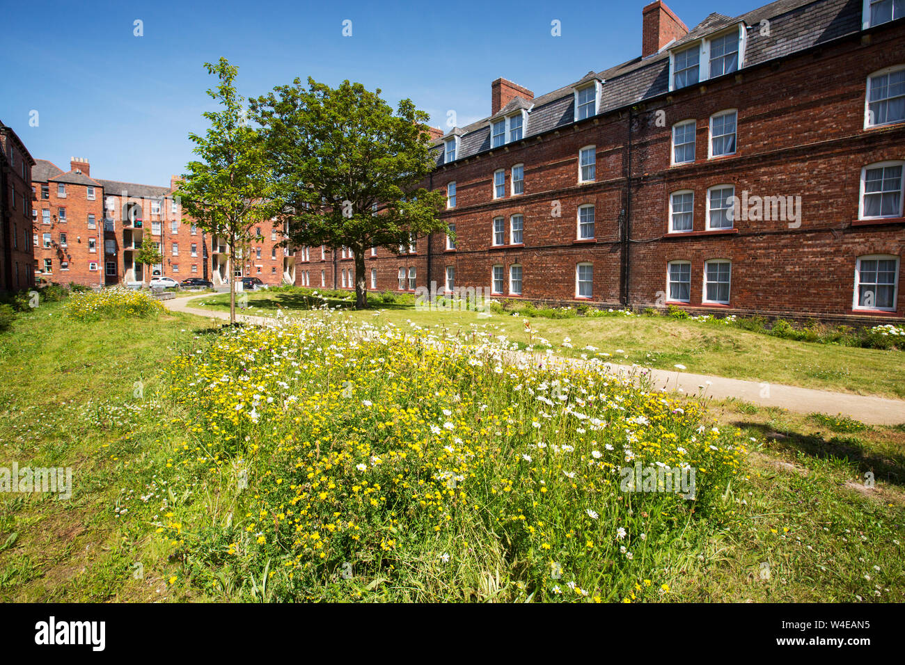 Victorian brick tenement blocks on Barrow Island, Barrow in Furness ...