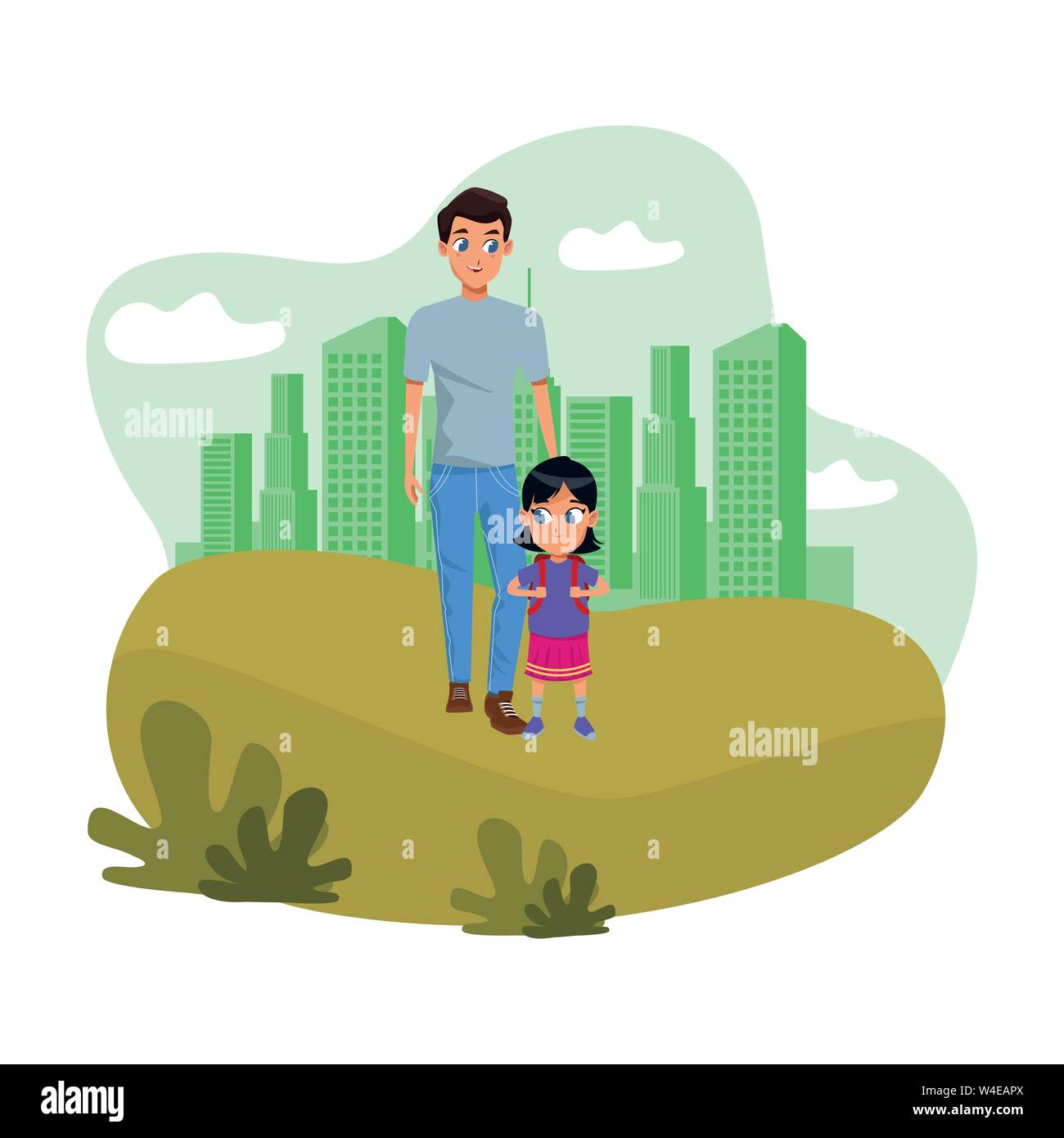 Family single parent with children cartoon Stock Vector Image & Art - Alamy