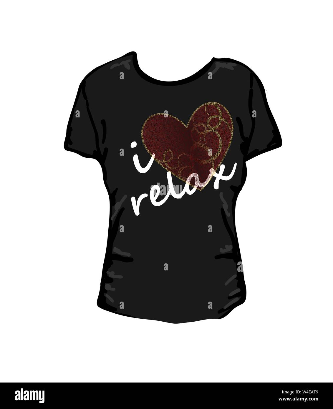 Slogan Relax graphic for print on shirt with heart. Vector illustration ...
