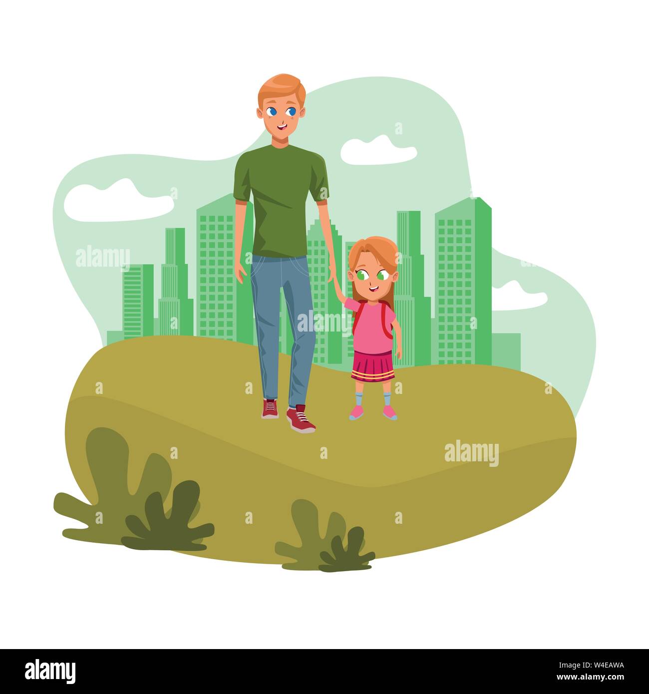 Family single parent with children cartoon Stock Vector Image & Art - Alamy