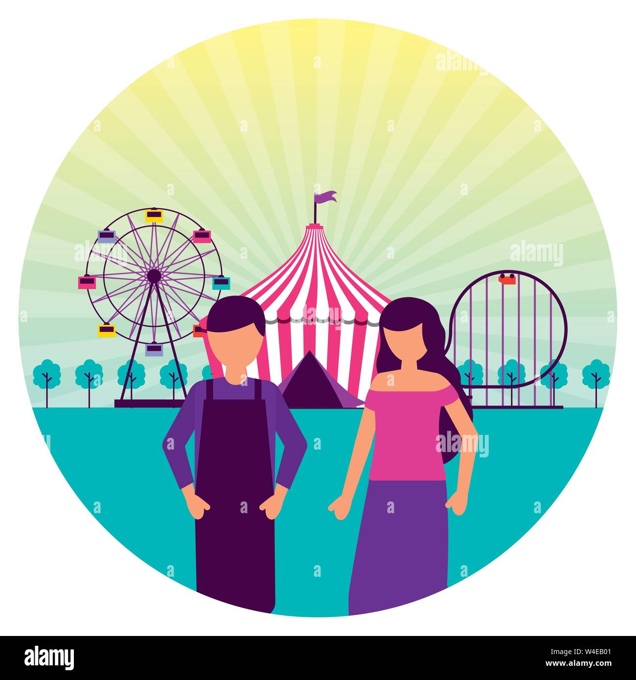 people festival fun fair event amusement park Stock Vector Image & Art ...