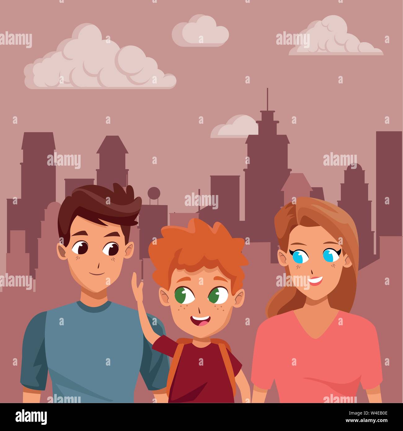 Family young parents with children cartoon Stock Vector Image & Art - Alamy