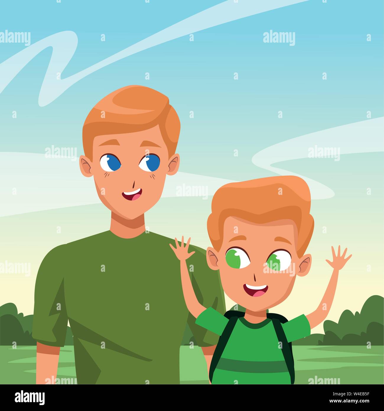 Family single father with children Stock Vector Image & Art - Alamy