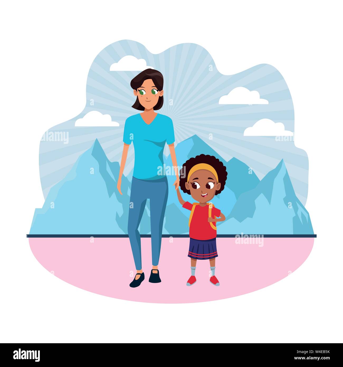 Family single father with children Stock Vector Image & Art - Alamy
