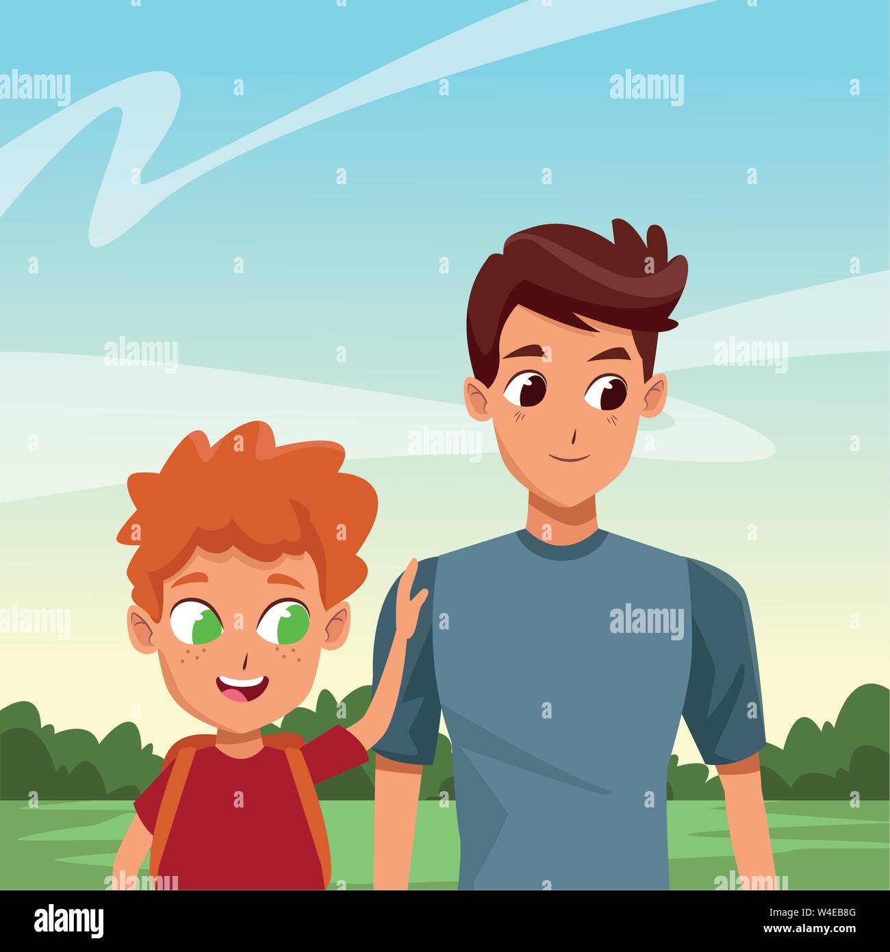 Family single father with children Stock Vector Image & Art - Alamy