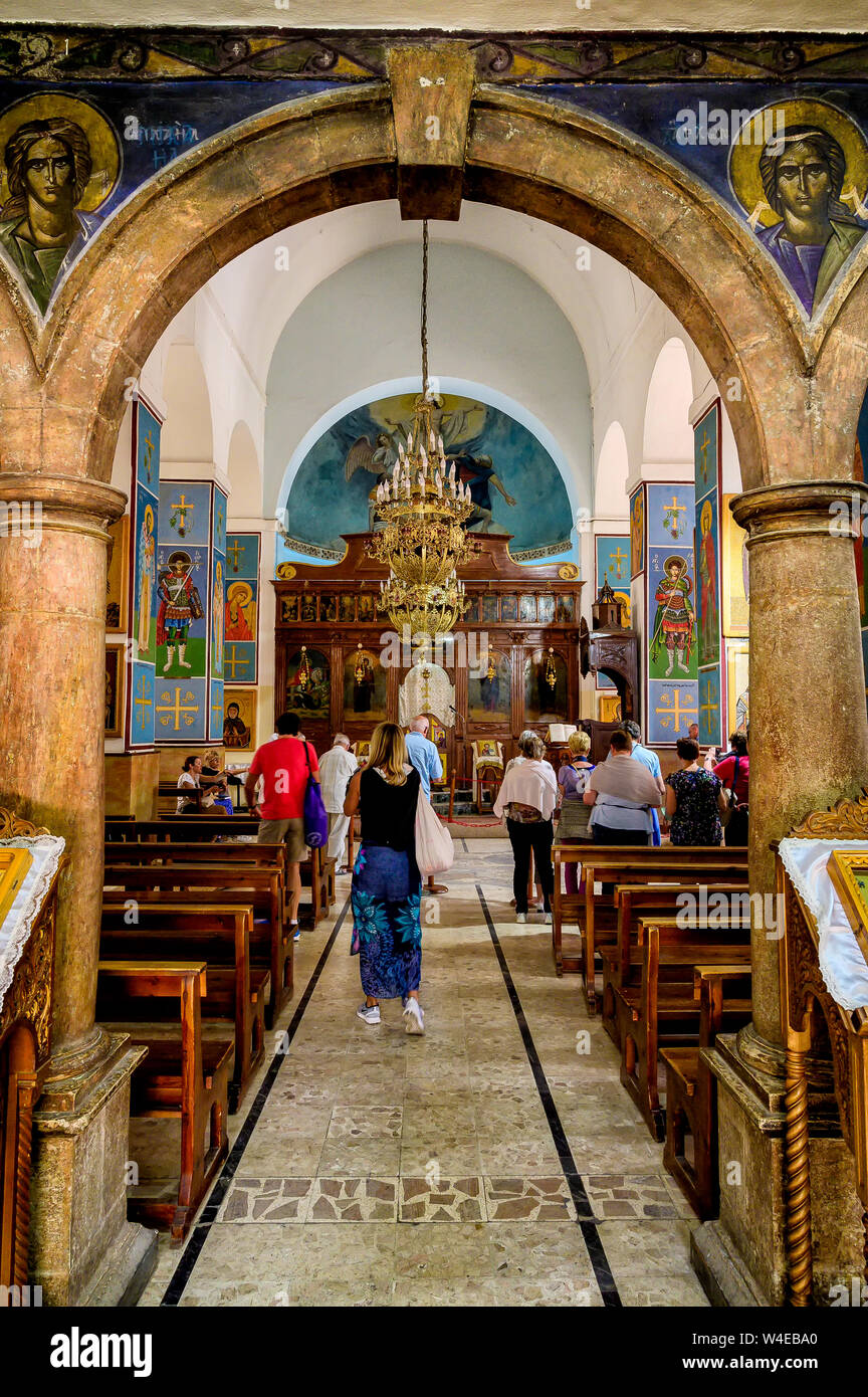 The Greek Orthodox Basilica of Saint George in Madaba, Jordan Stock ...