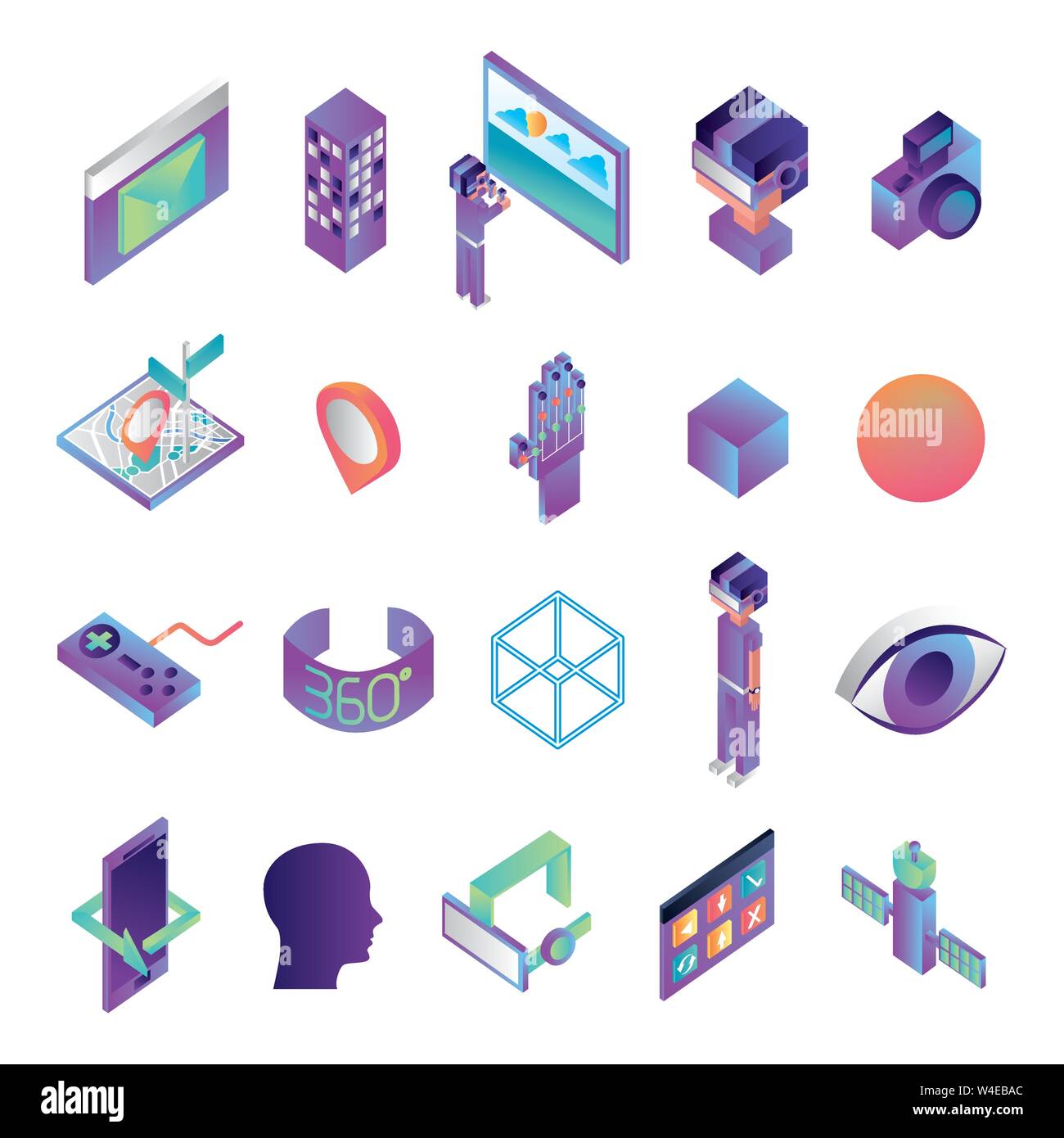 bundle of virtual reality technology icons Stock Vector Image & Art - Alamy