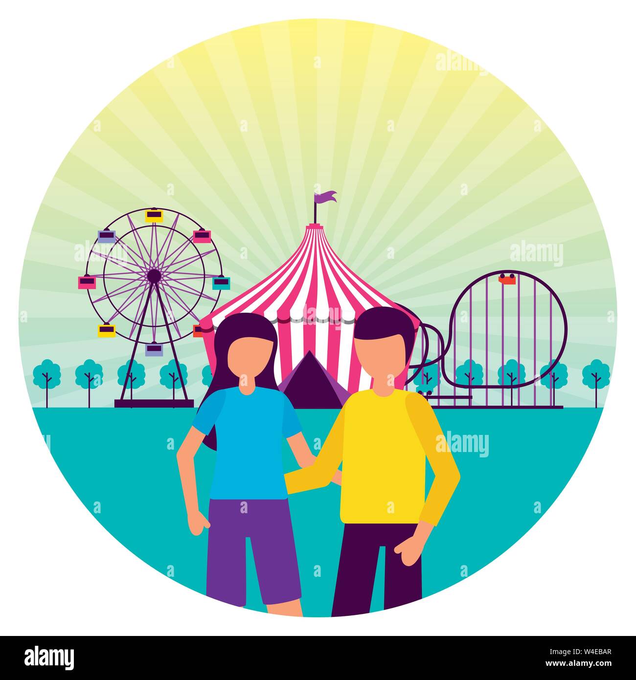 people festival fun fair event amusement park Stock Vector Image & Art ...