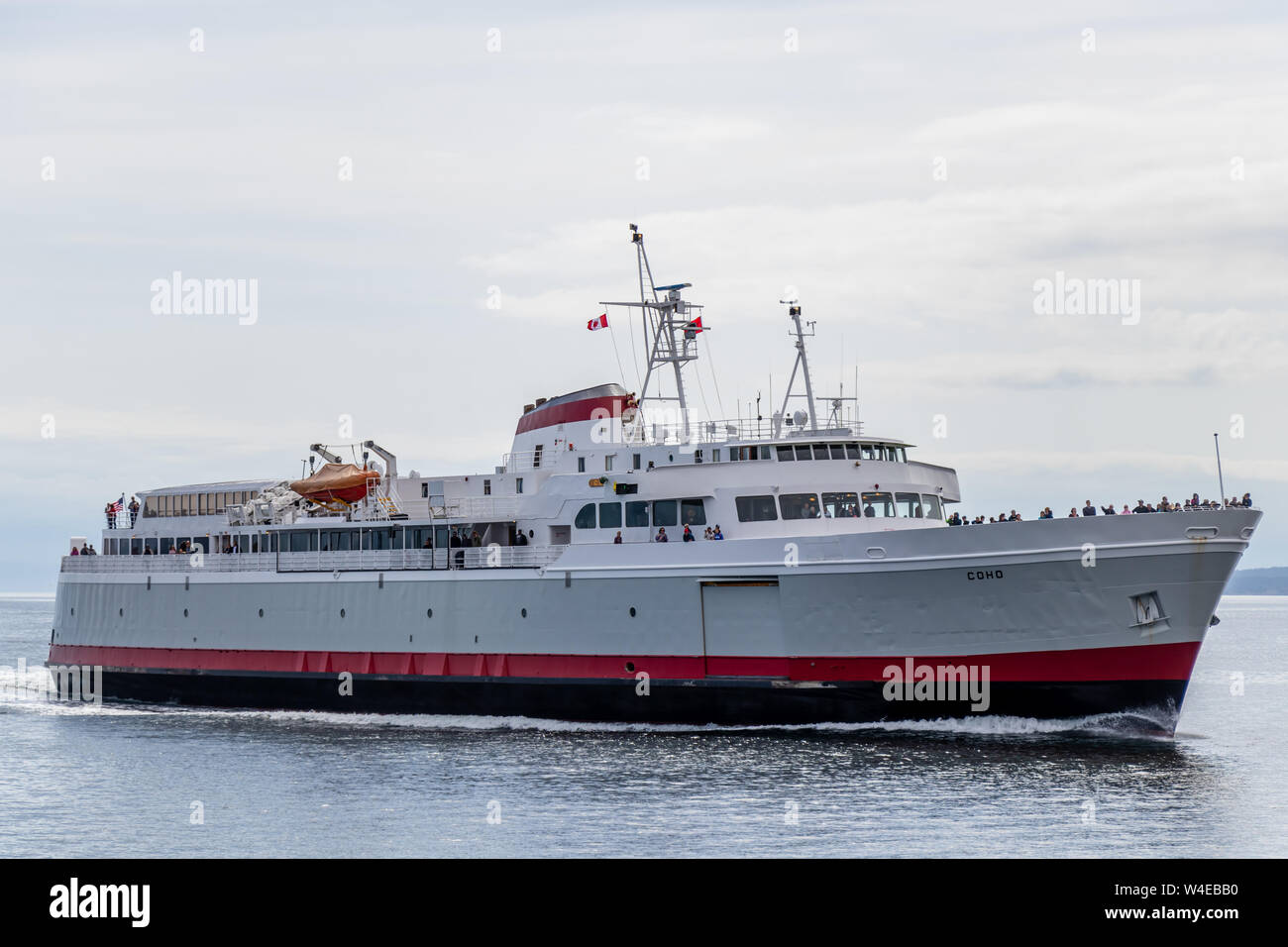 MV Coho passenger and vehicle ferry seen sailing into port in downtown ...