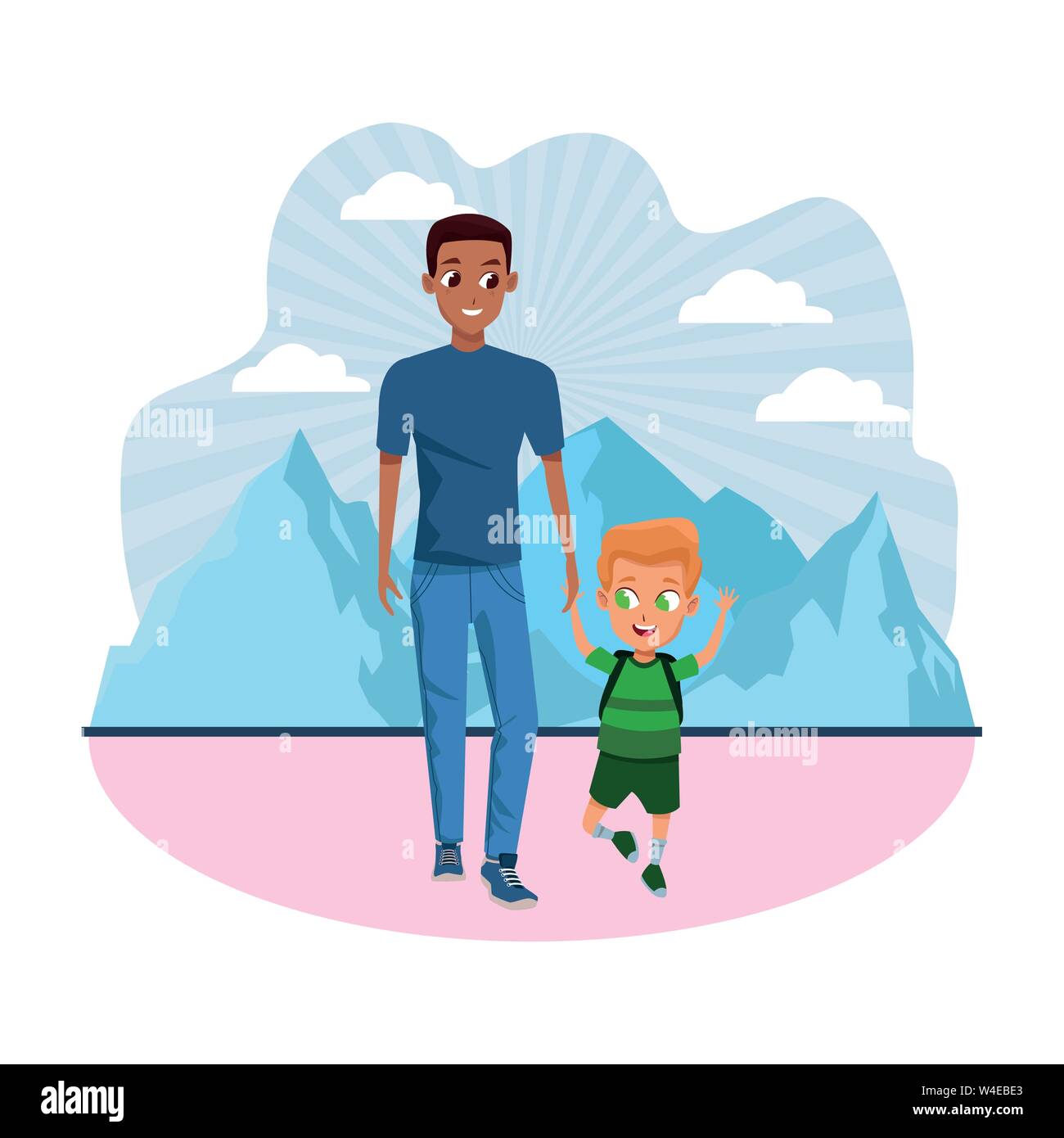 Family single father with children Stock Vector Image & Art - Alamy