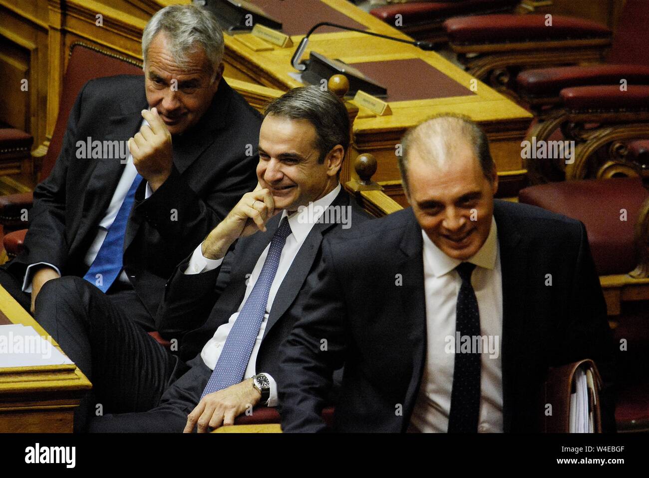 Greek Prime Minister, Kyriakos Mitsotakis and the Leader of the ...