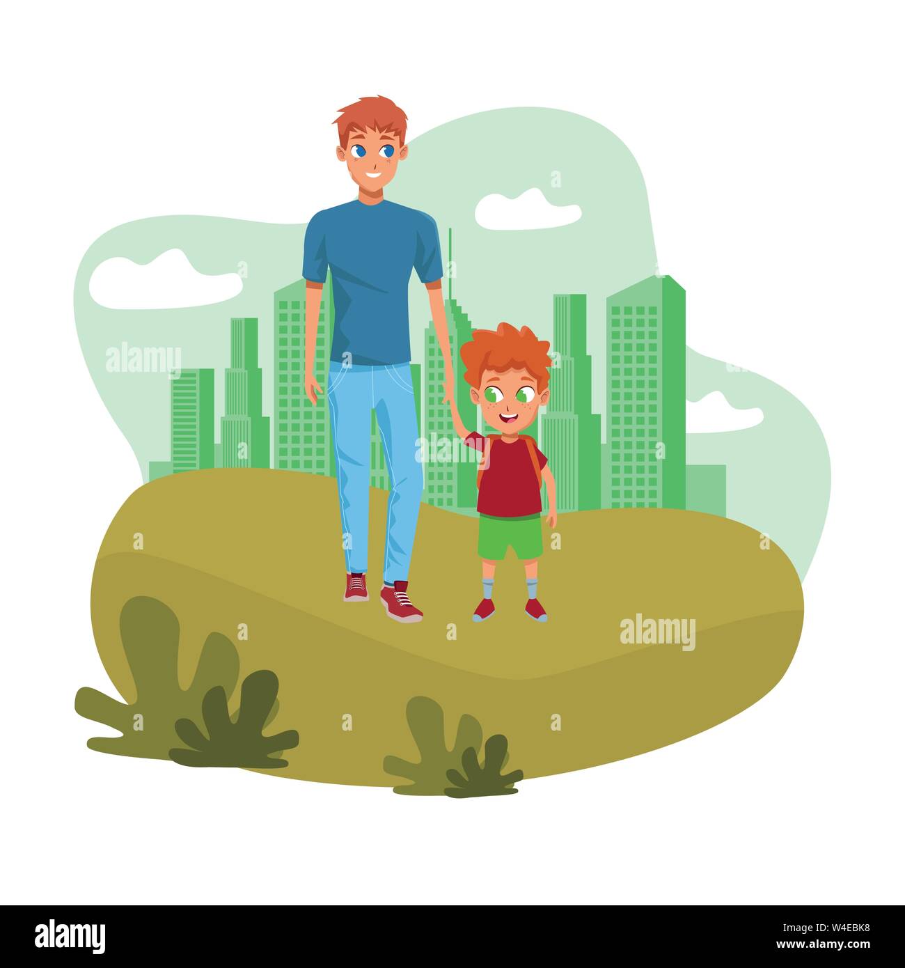 Family single parent with children cartoon Stock Vector Image & Art - Alamy