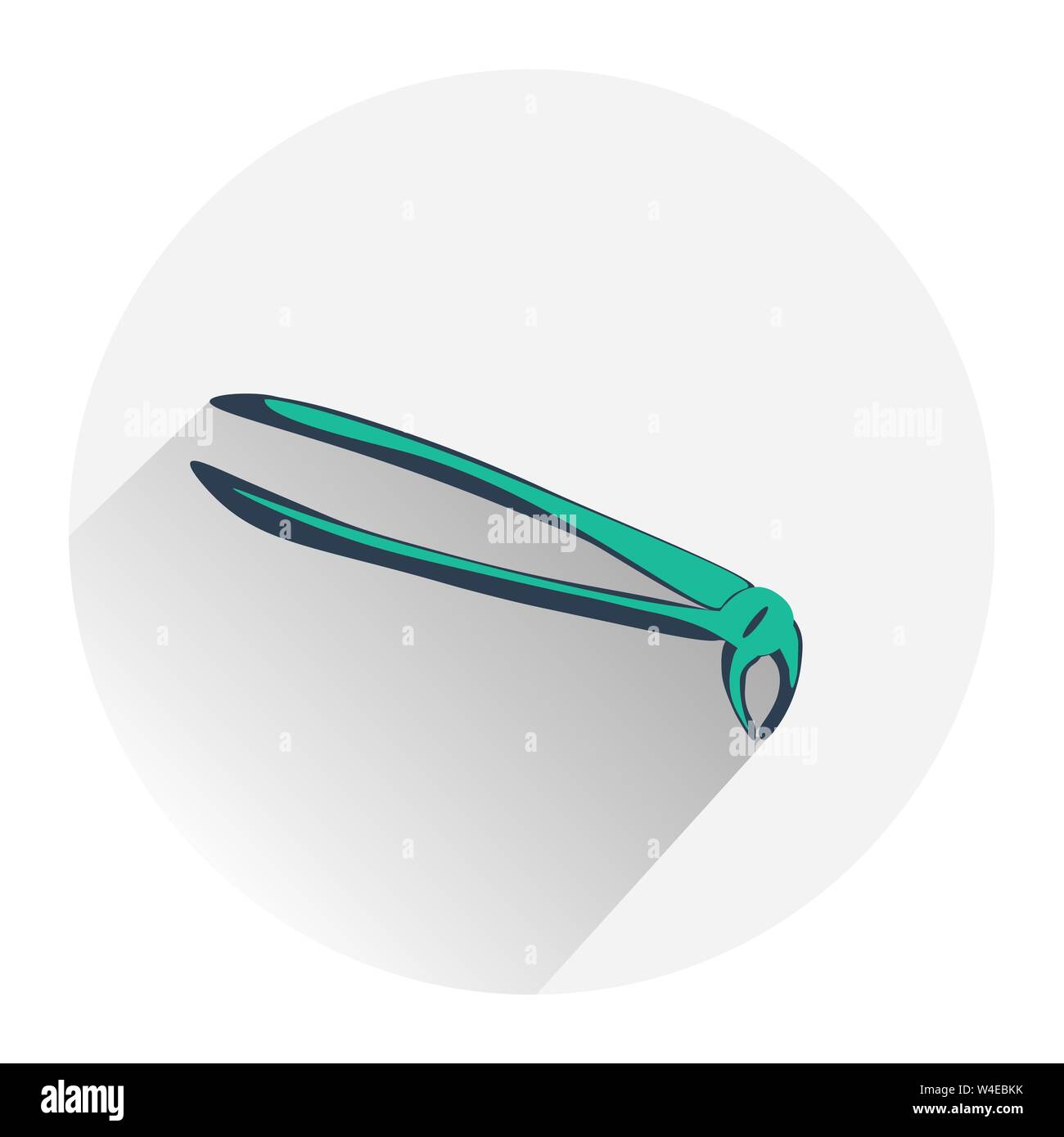 Steel dental surgical forceps icon. Flat illustration of steel surgical ...
