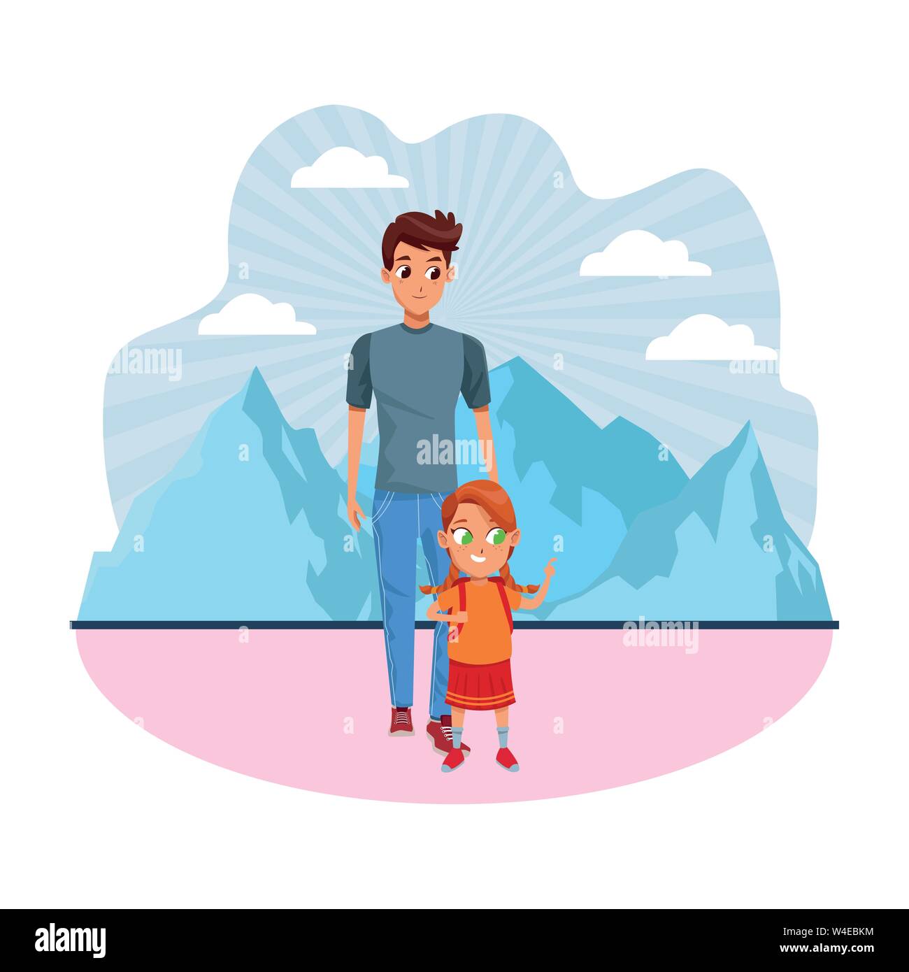 Family single father with children Stock Vector Image & Art - Alamy