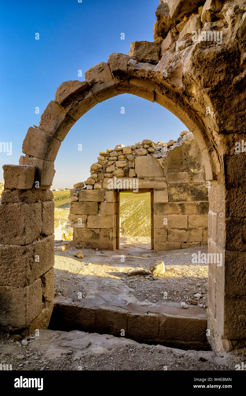 Arches still standing in the ruins of Shobak Castle in Jordan Stock ...
