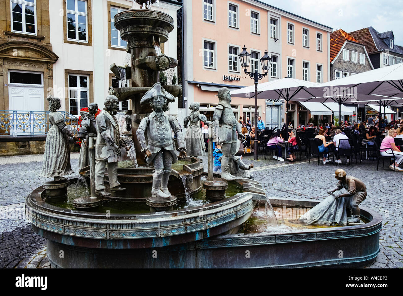 Fountain in the city center of Lippstadt on the marketplace with ...