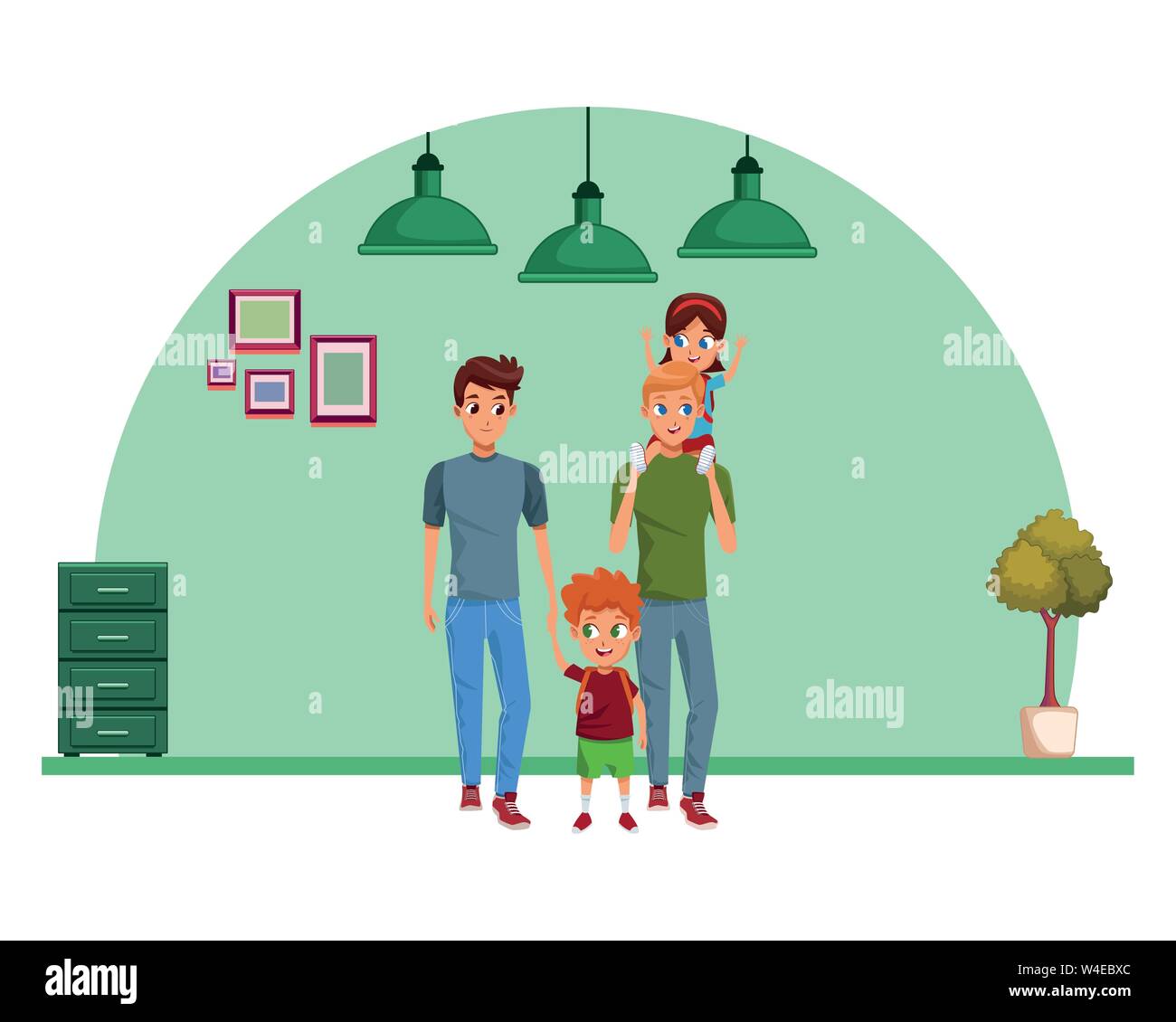 Family young parents with children cartoon Stock Vector Image & Art - Alamy