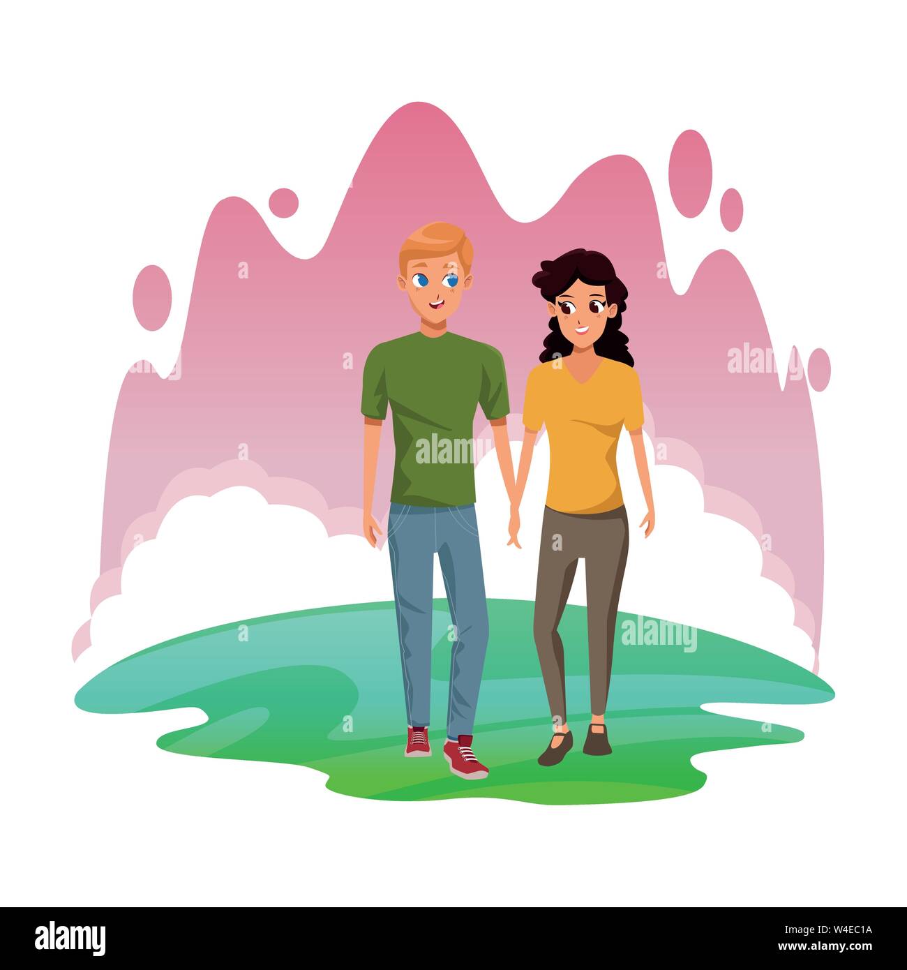 Young couple smiiling and walking cartoon Stock Vector Image & Art - Alamy