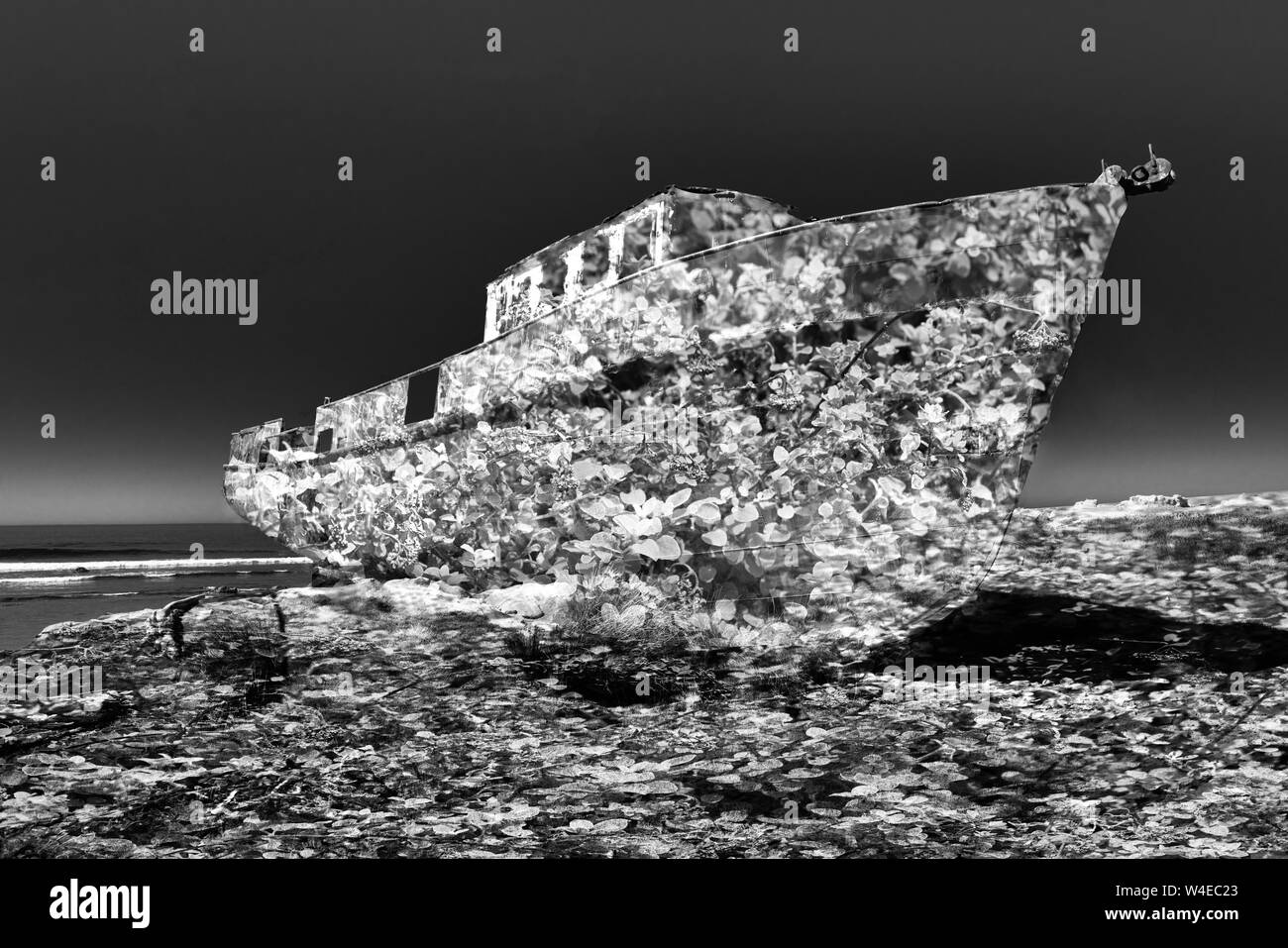 Black hull working boat Black and White Stock Photos & Images - Alamy