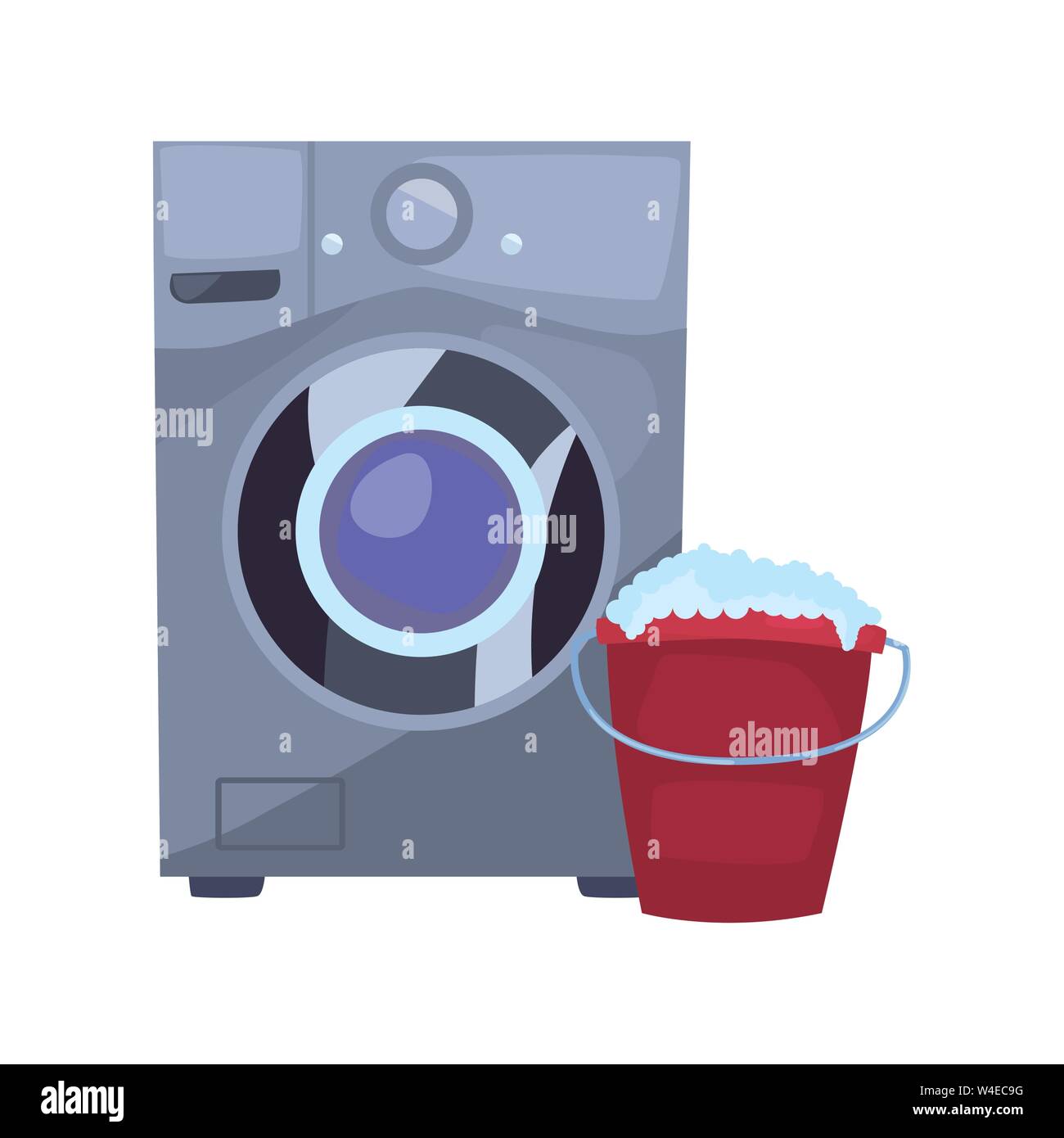 washing machine bucket laundry cleaning products vector illustration ...
