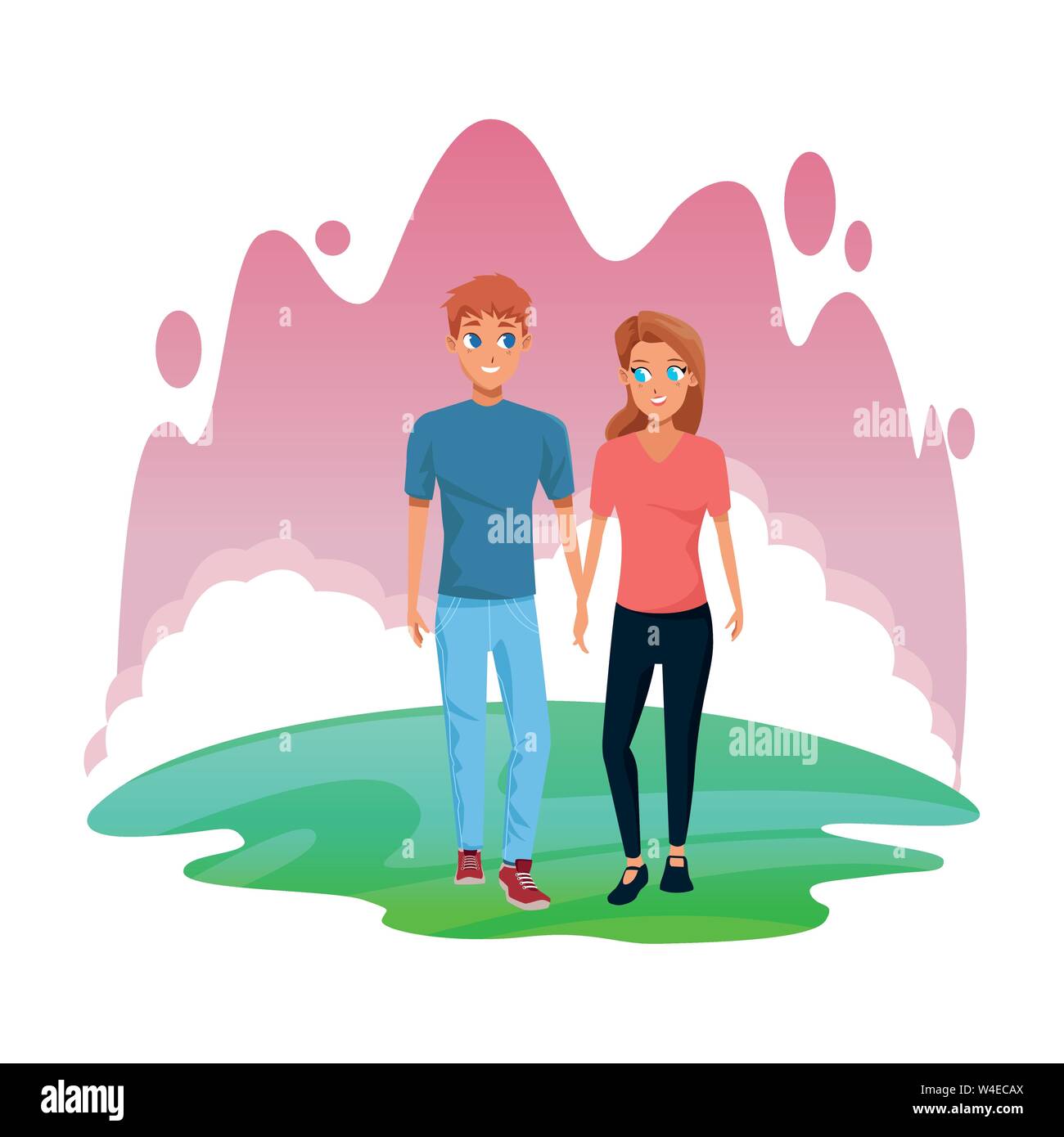 Young couple smiiling and walking cartoon Stock Vector Image & Art - Alamy