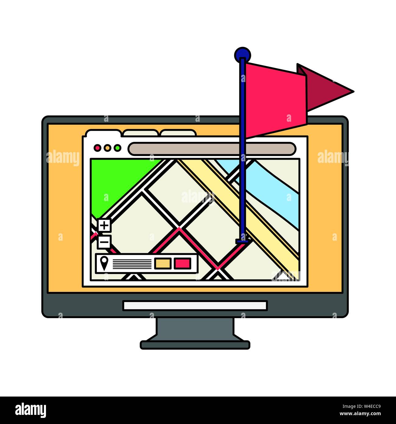 computer screen technology hardware cartoon Stock Vector Image & Art ...