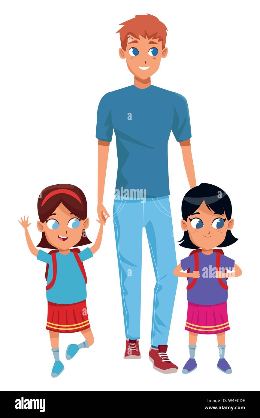 Family single father with kids Stock Vector Image & Art - Alamy