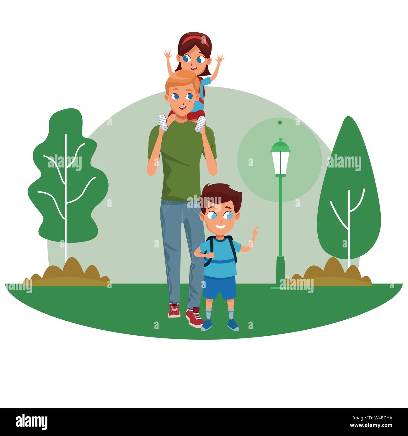 Family single father with children Stock Vector Image & Art - Alamy