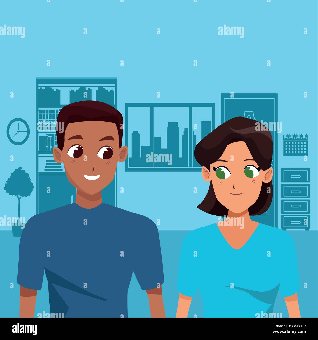 Young couple smiiling and walking cartoon Stock Vector Image & Art - Alamy