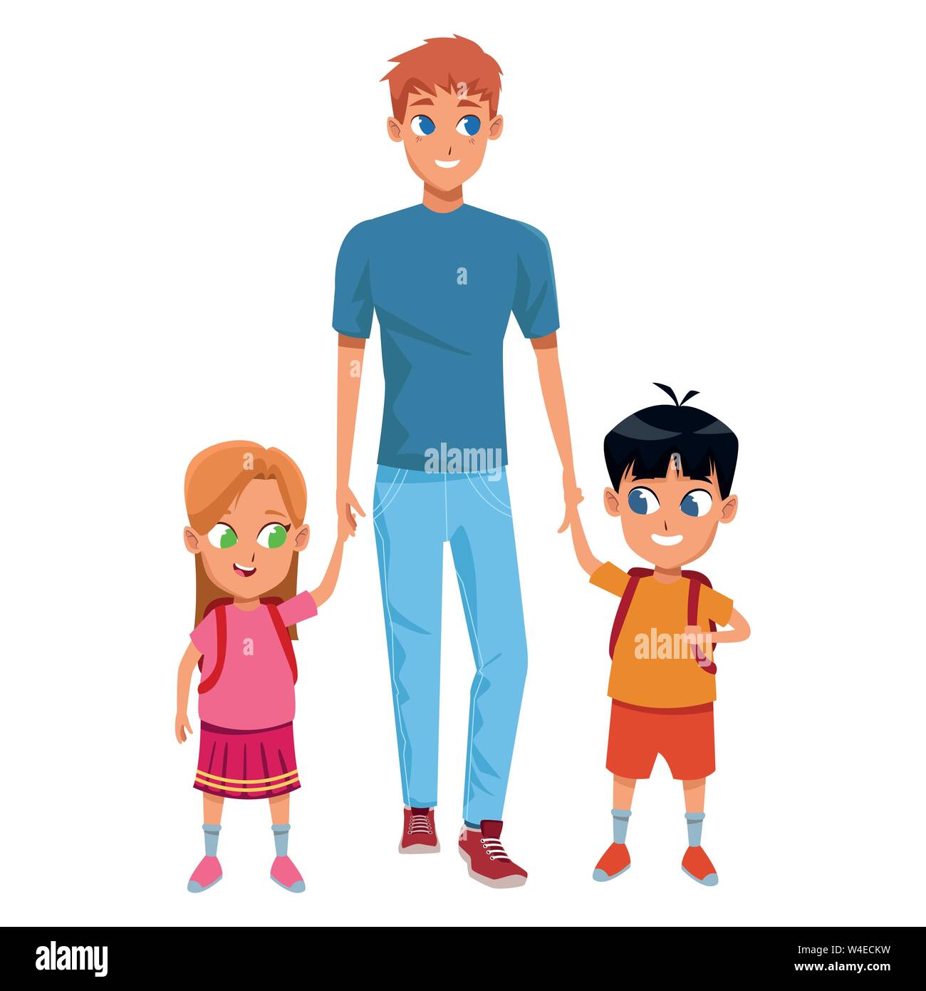 Family single father with kids Stock Vector Image & Art - Alamy