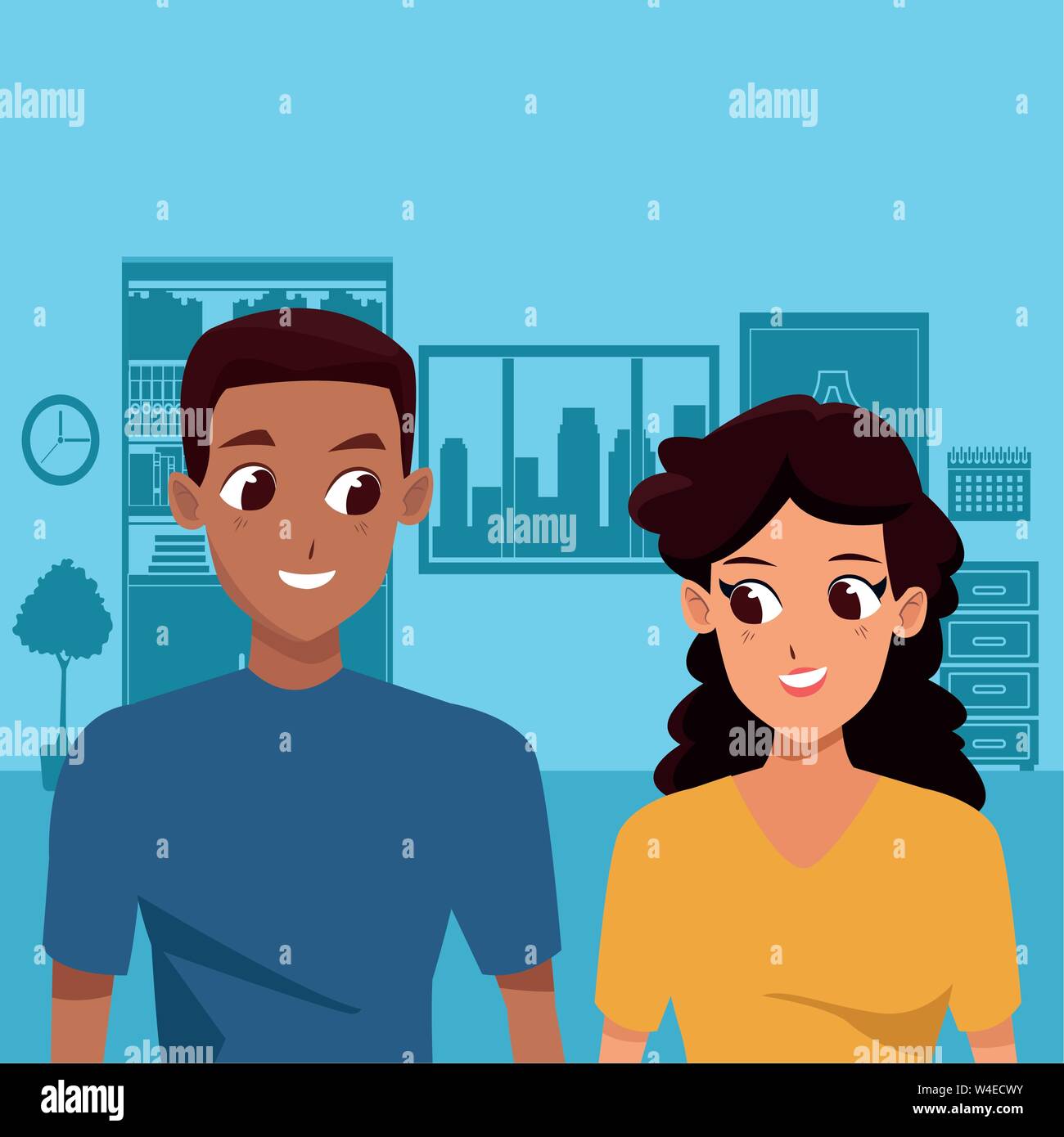 Happy couple house model Stock Vector Images - Alamy