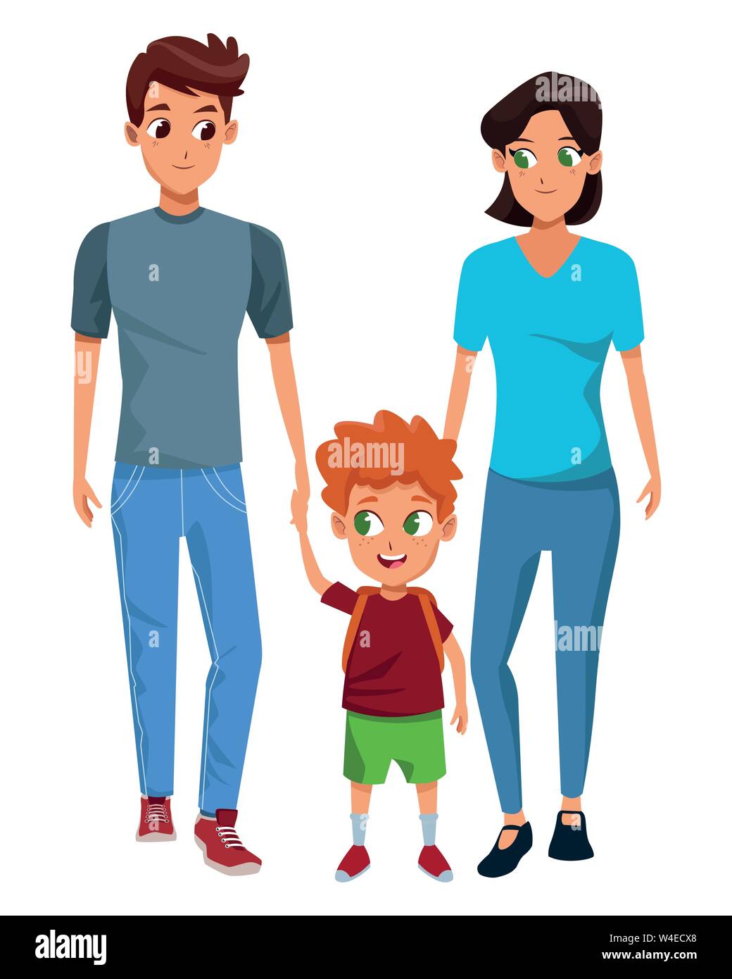 Family young parents with children cartoon Stock Vector Image & Art - Alamy