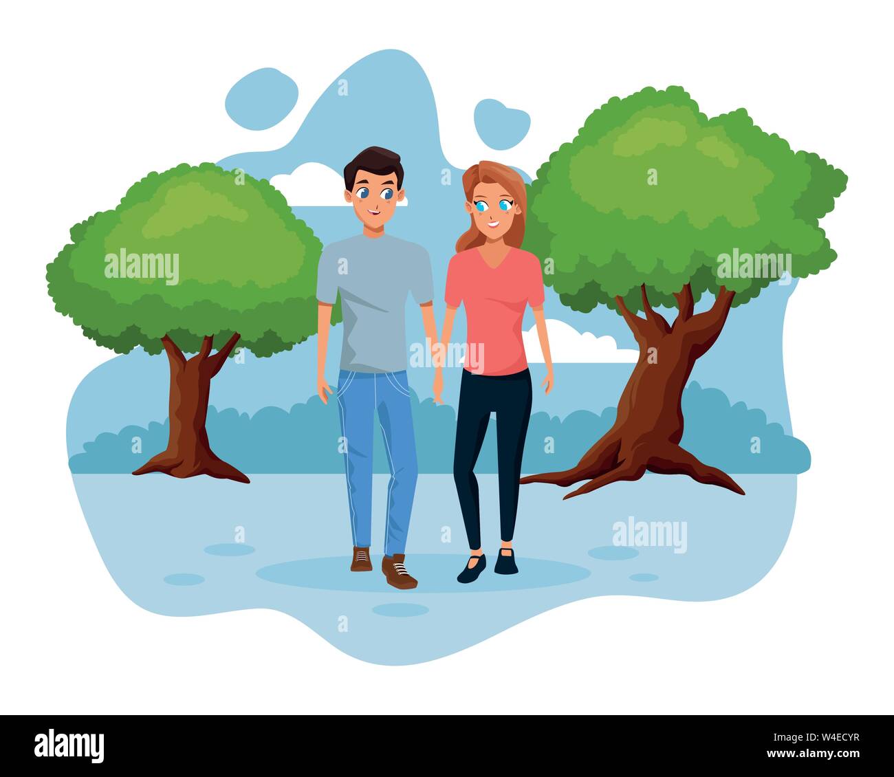 Young couple smiiling and walking cartoon Stock Vector Image & Art - Alamy