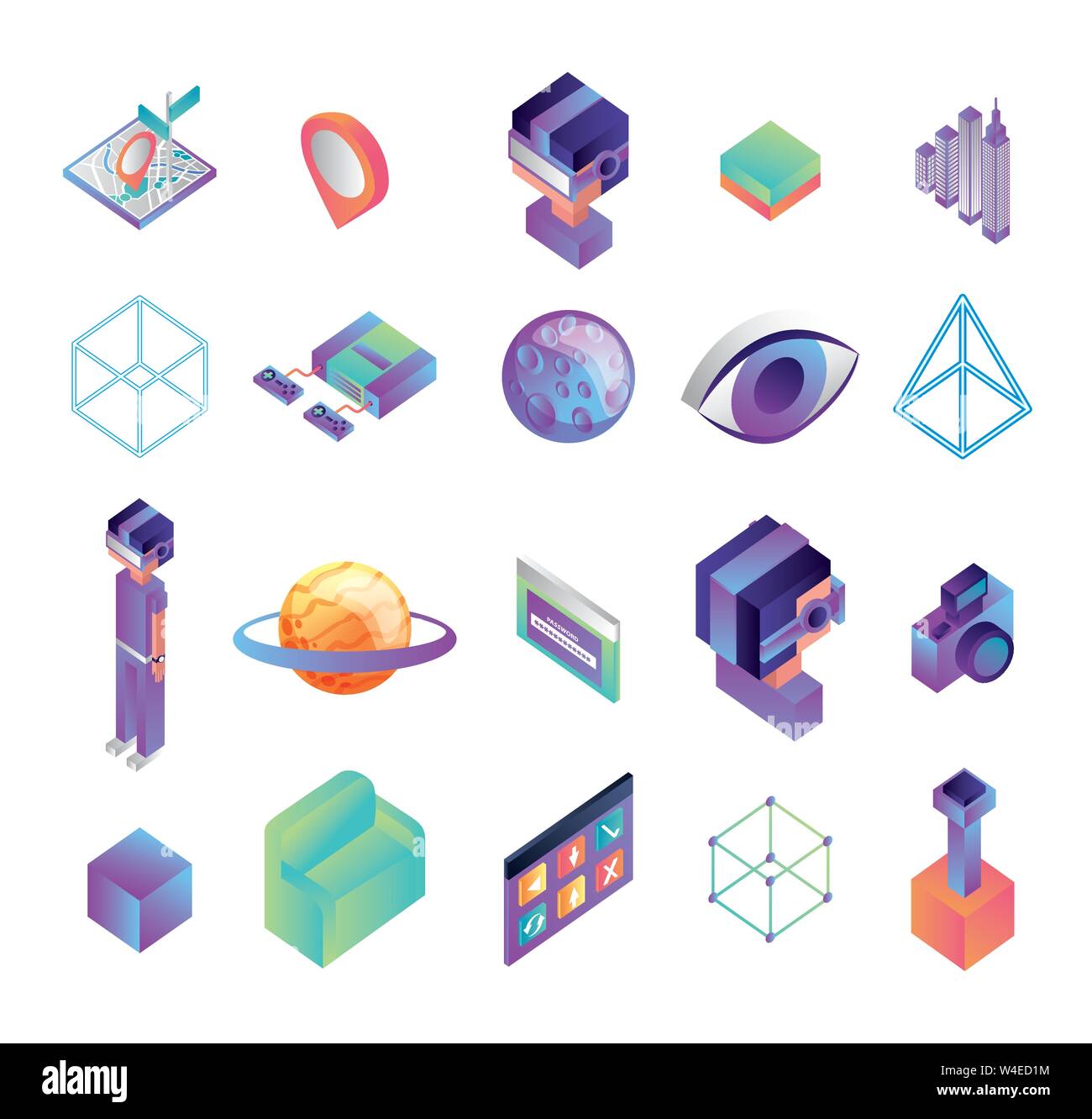 bundle of virtual reality technology icons Stock Vector Image & Art - Alamy