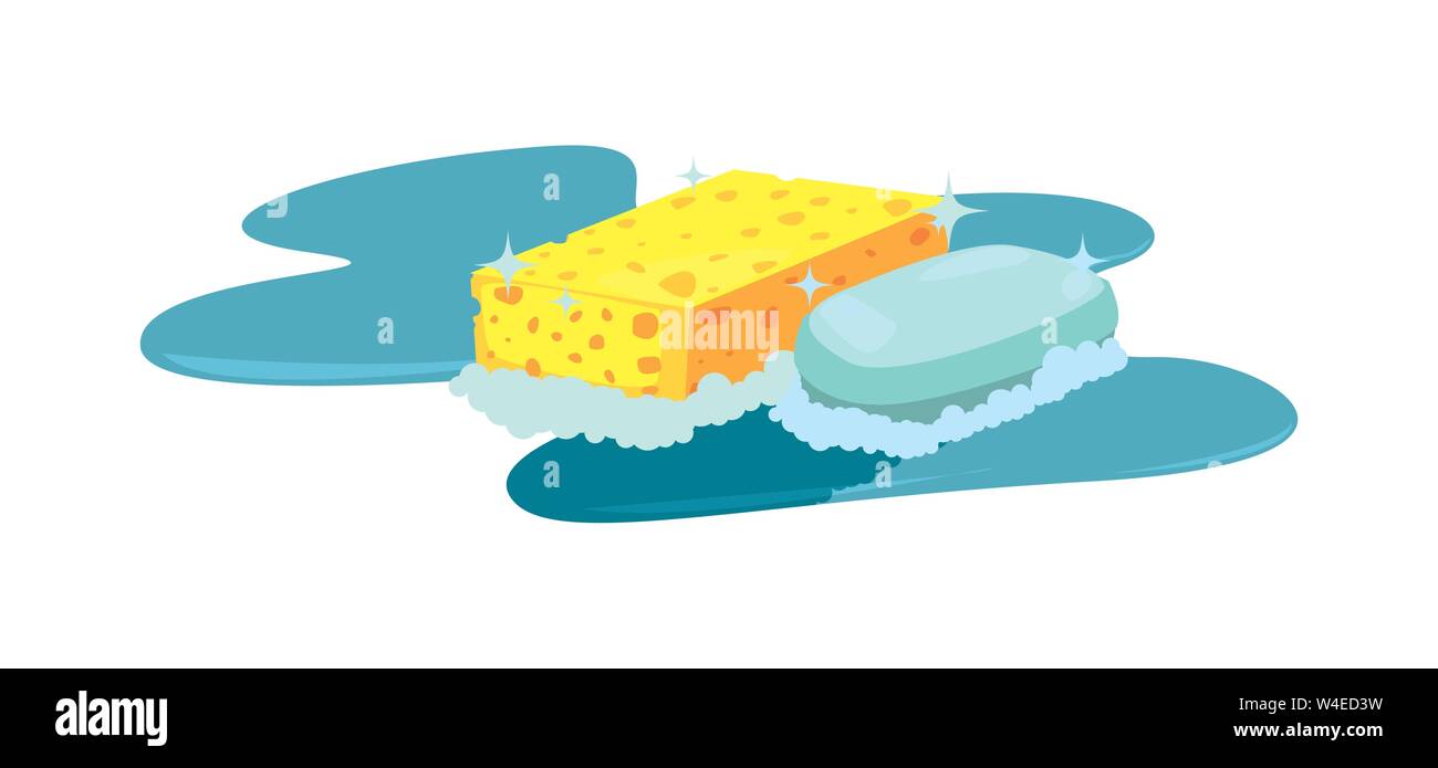 soap sponge bubbles cleaning products and supplies vector illustration ...