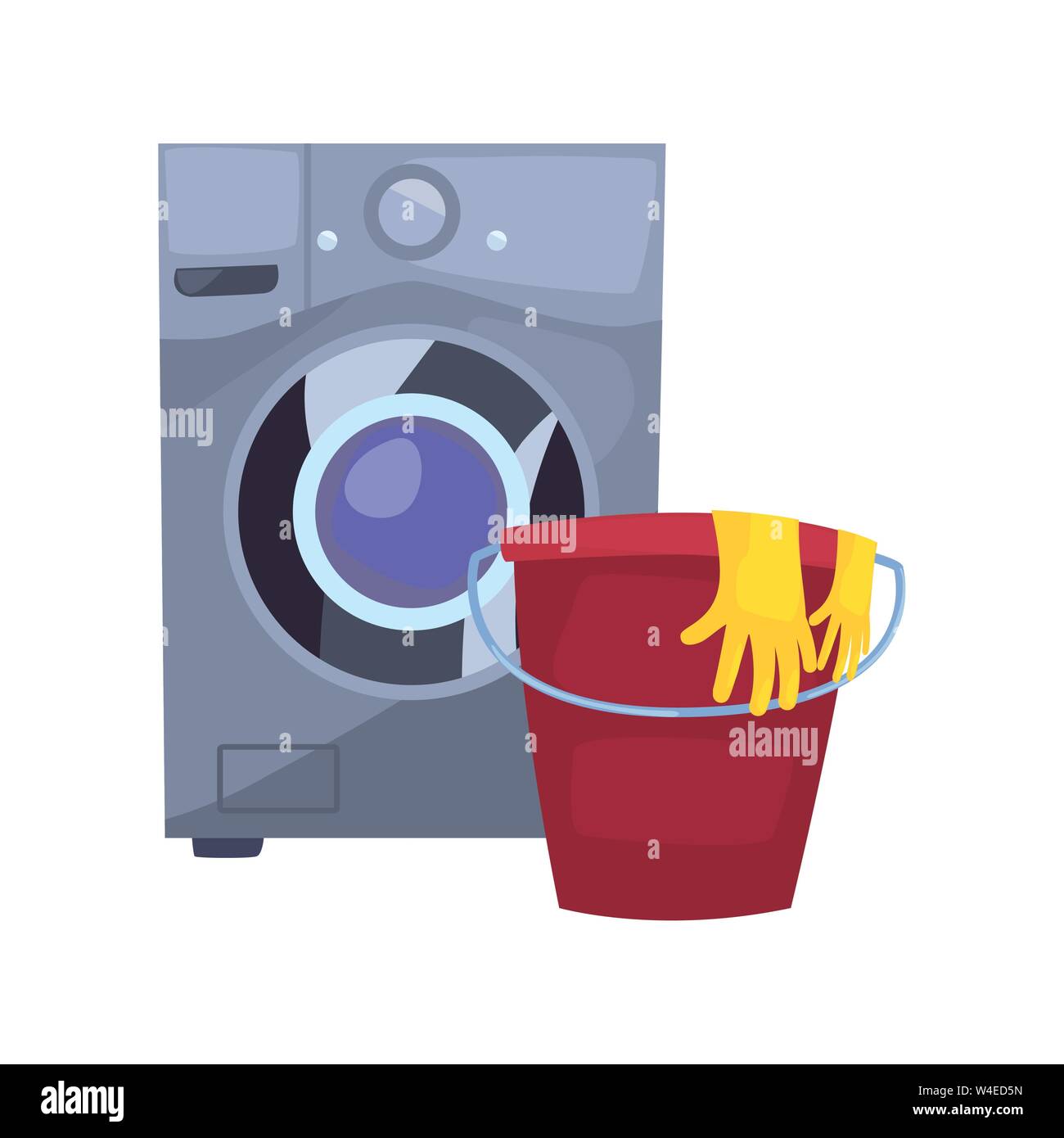 washing machine bucket gloves laundry cleaning products vector ...
