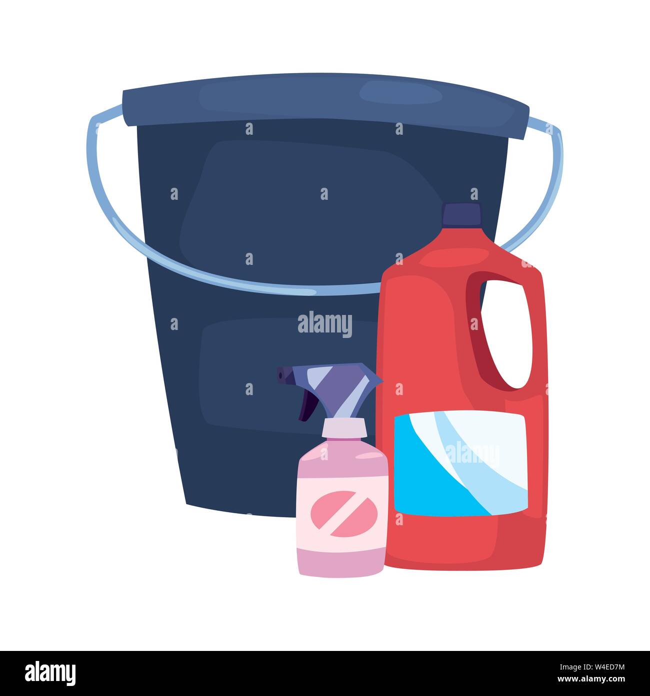bucket detergent spray bleach cleaning products and supplies vector ...