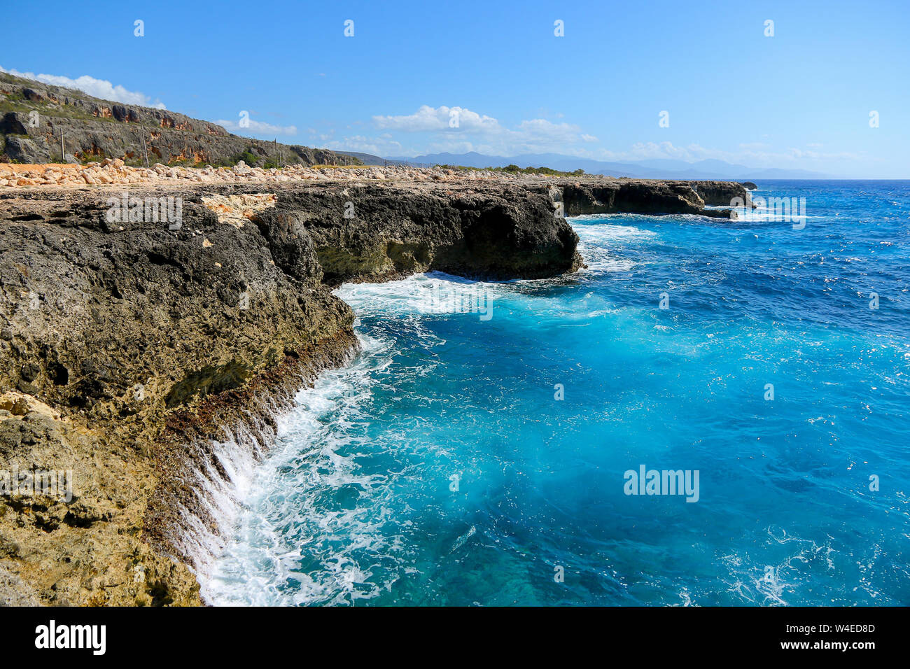 Cliff on the south coast of Cuba between Santiago and Baracoa Stock ...