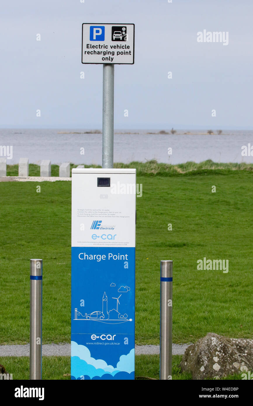Close-up of electric charge point for car in a rural location in ...