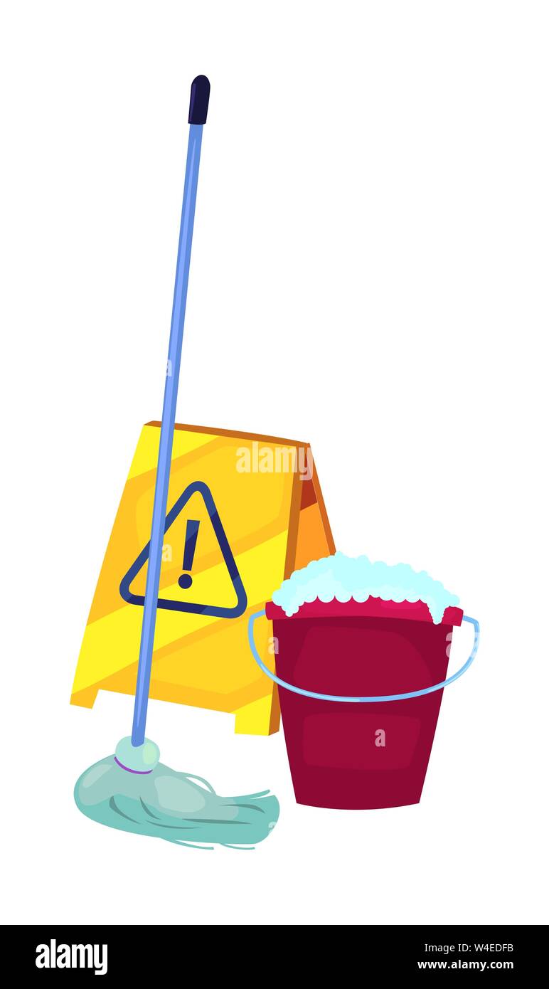 bucket warning board bubbles cleaning products and supplies vector ...