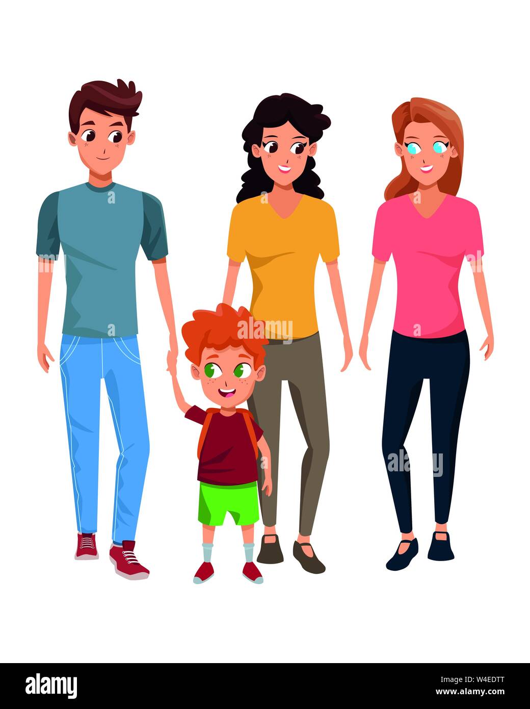 Family young parents with children cartoon Stock Vector Image & Art - Alamy